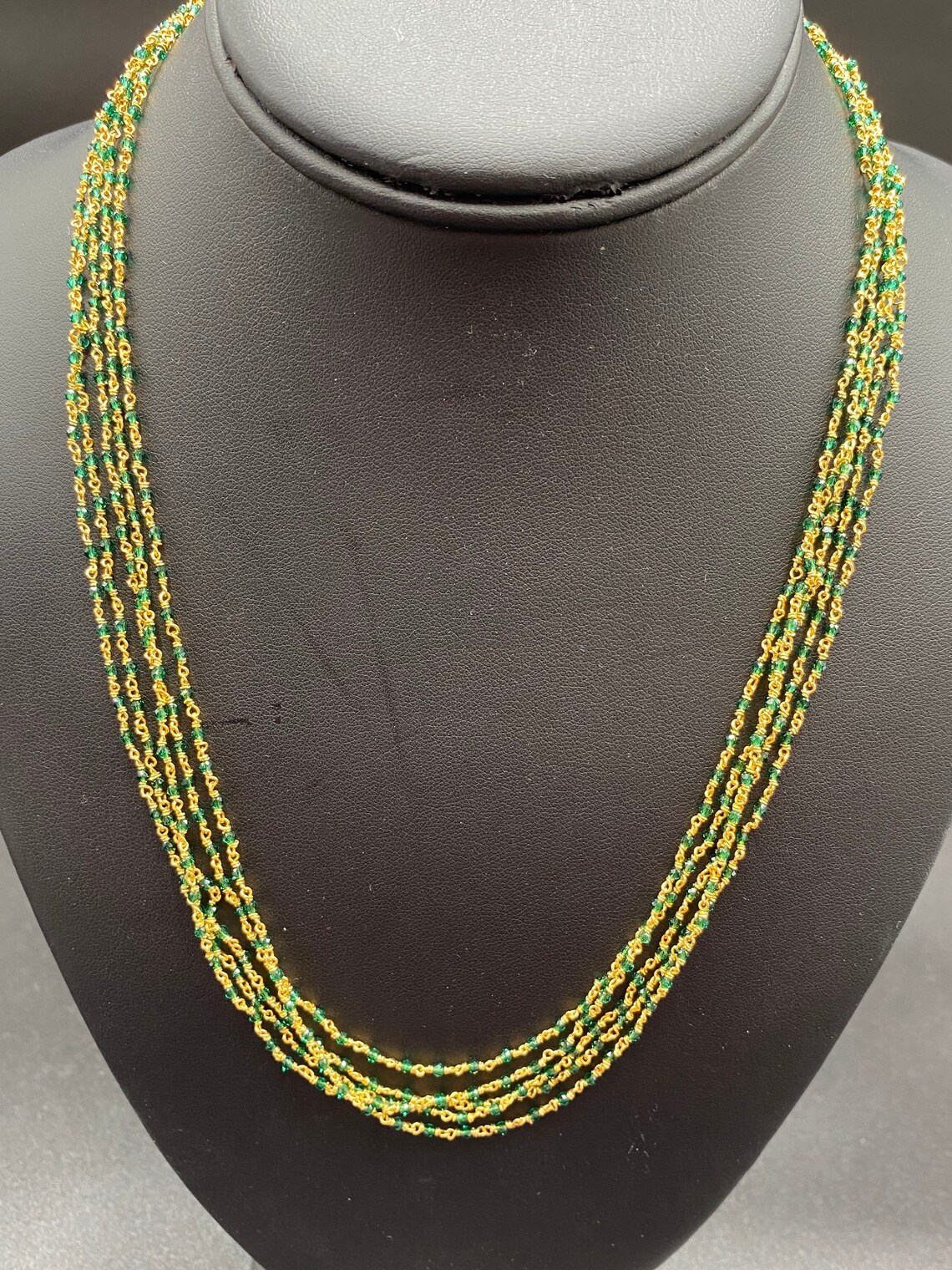 Green Beads Chain/ Green Crystal Beads Chain/ Emerald Beads/ Party Wear ...