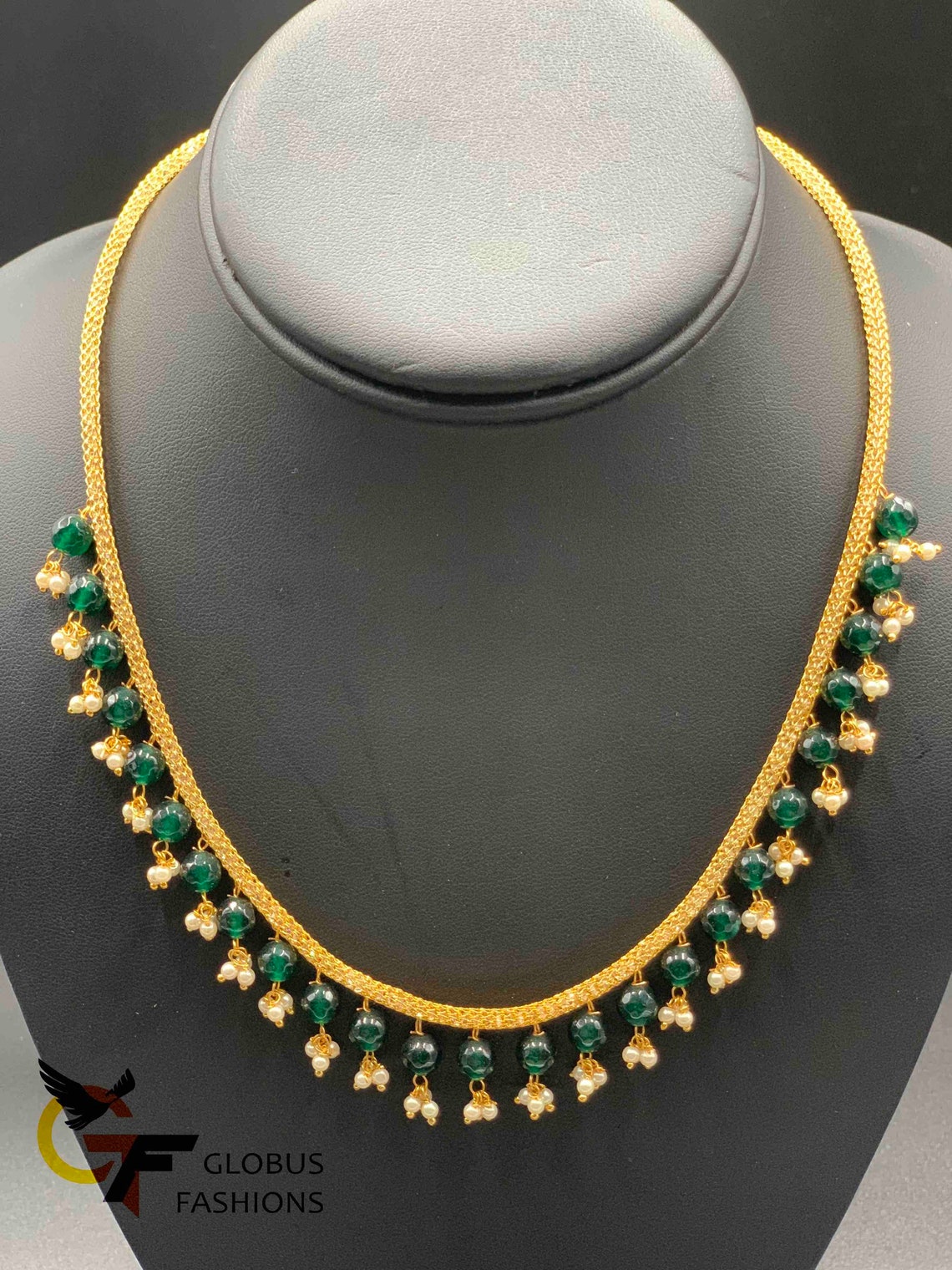Green Beads Chain/ Party Wear Chain/ Pearls Chain/ Netted Chain/ Mesh ...