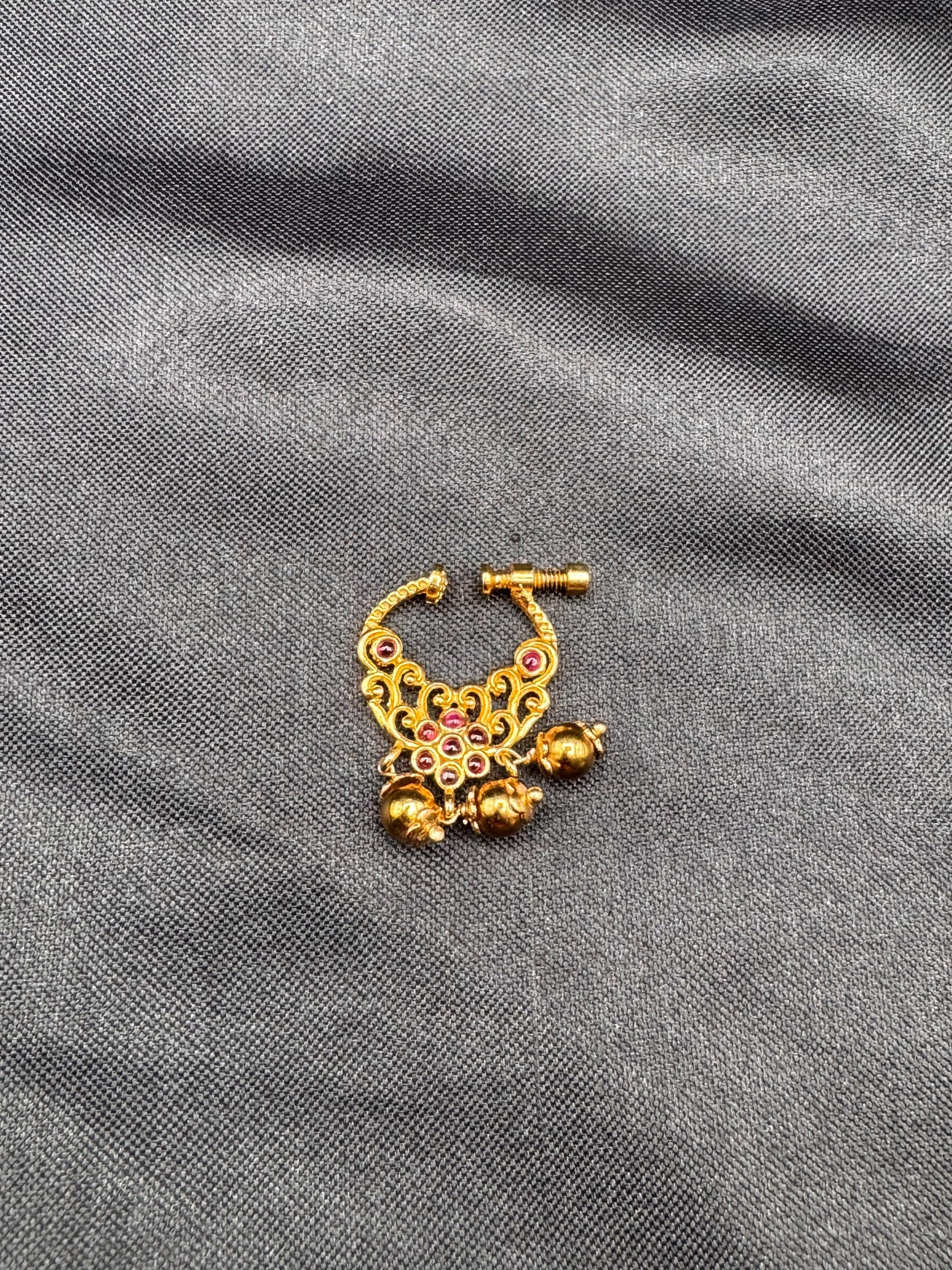 Flower Nose Ring/ CZ Stones Nose Rig/ Nuth/ Mukku Pudaka/ Mukuthi ...