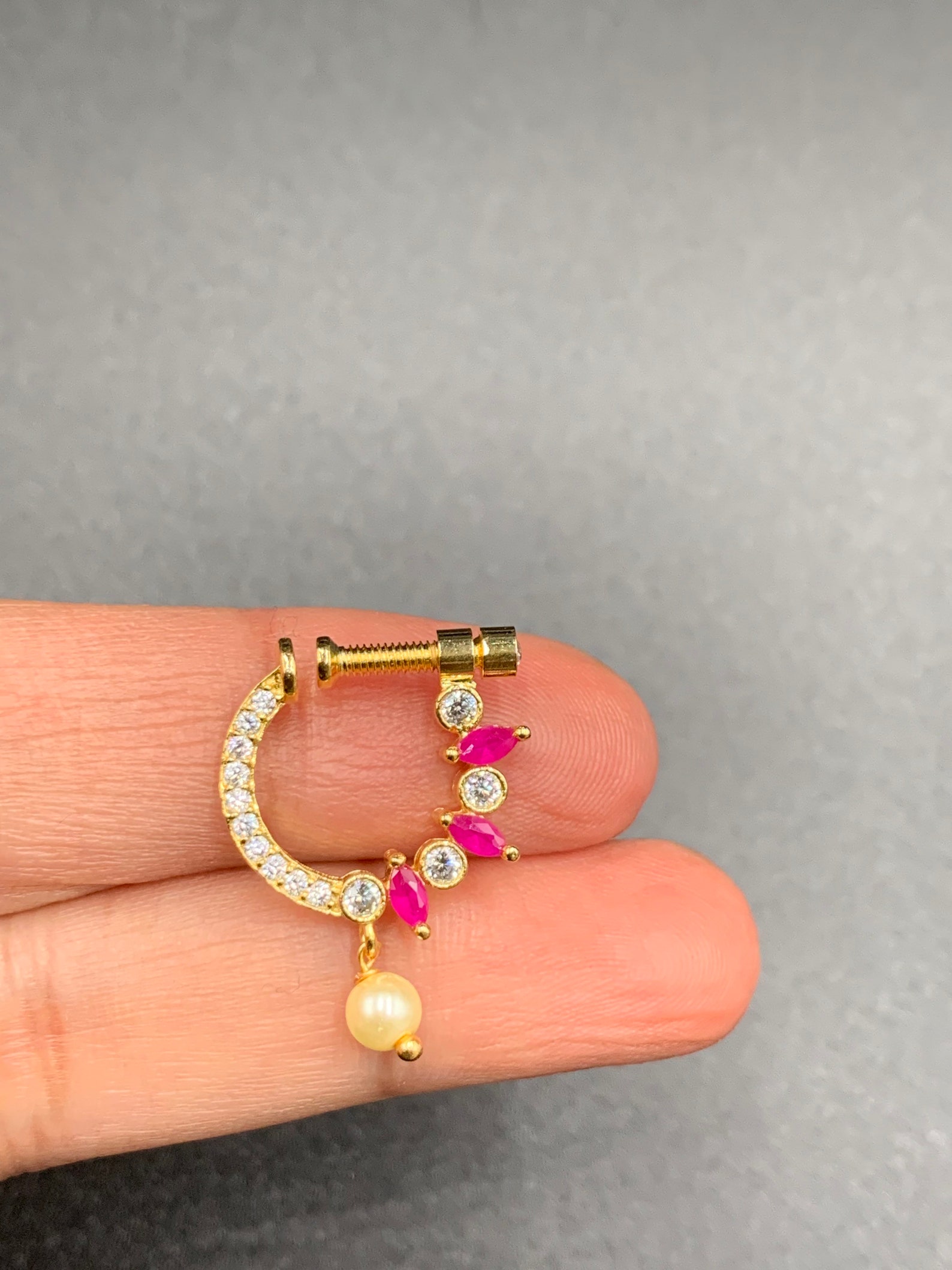 Nose Ring/ Nuth/ Mukku Pudaka/ Mukuthi/ Studs/ Stones Nose Ring ...