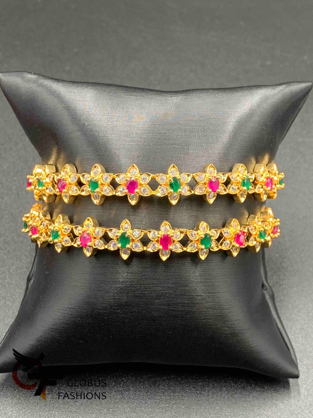 Flower Design Bangles/ Party Wear Bangles/ Multicolor Stones Bangles ...