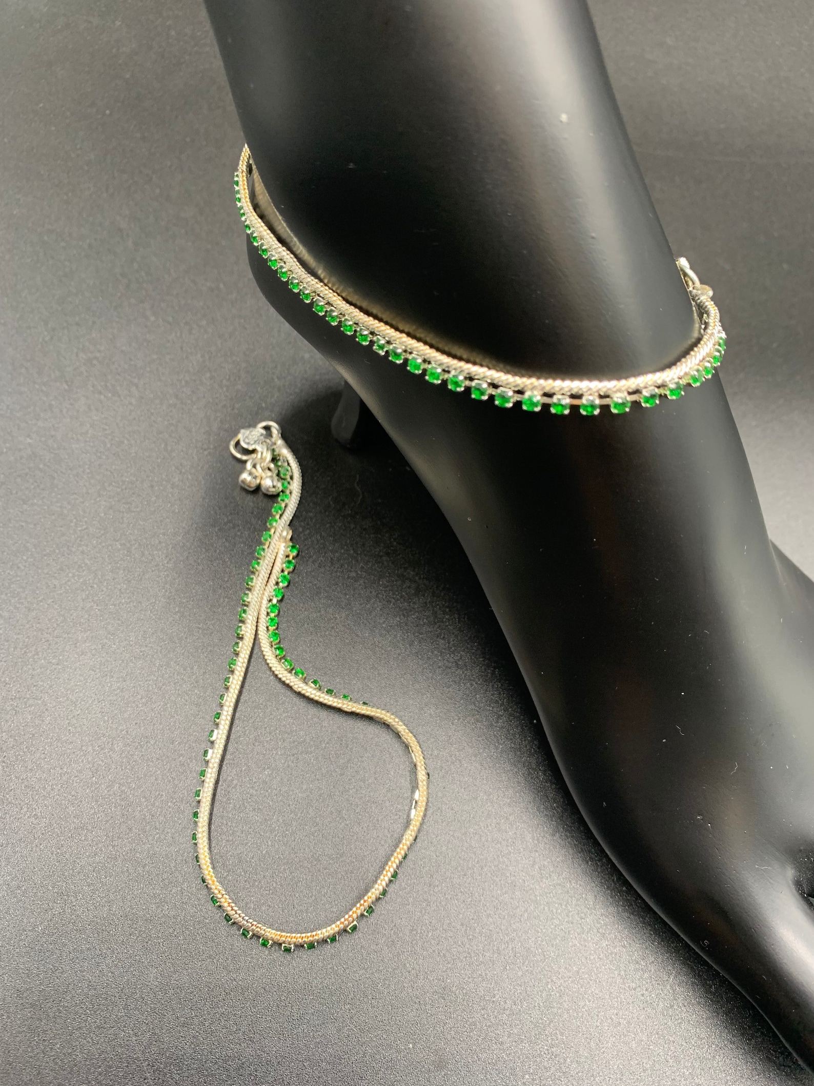 Green Stones Anklets/ Silver Anklets/ Anklets/ Gold Anklets/ - Etsy