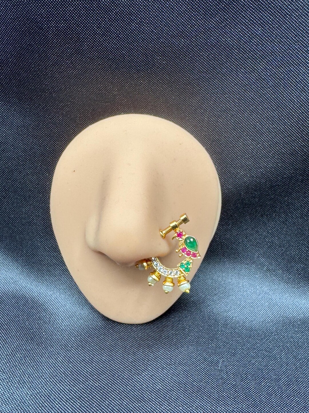 Flower Nose Ring/ CZ Stones Nose Rig/ Nuth/ Mukku Pudaka/ Mukuthi ...