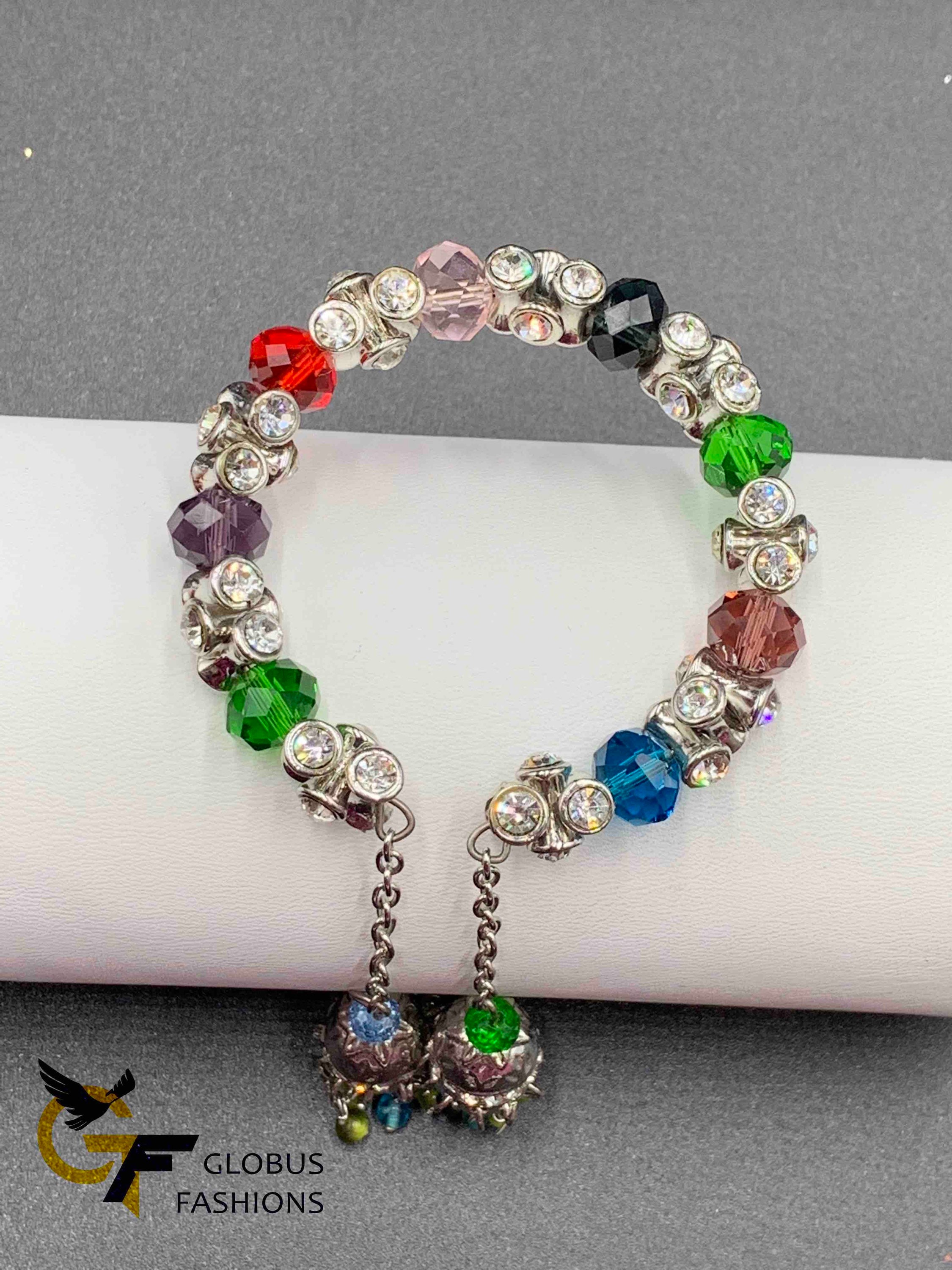 Silver Bracelet/ Crystal Beads Bracelet/ Cuff Bracelet/ Bracelet/ Party ...