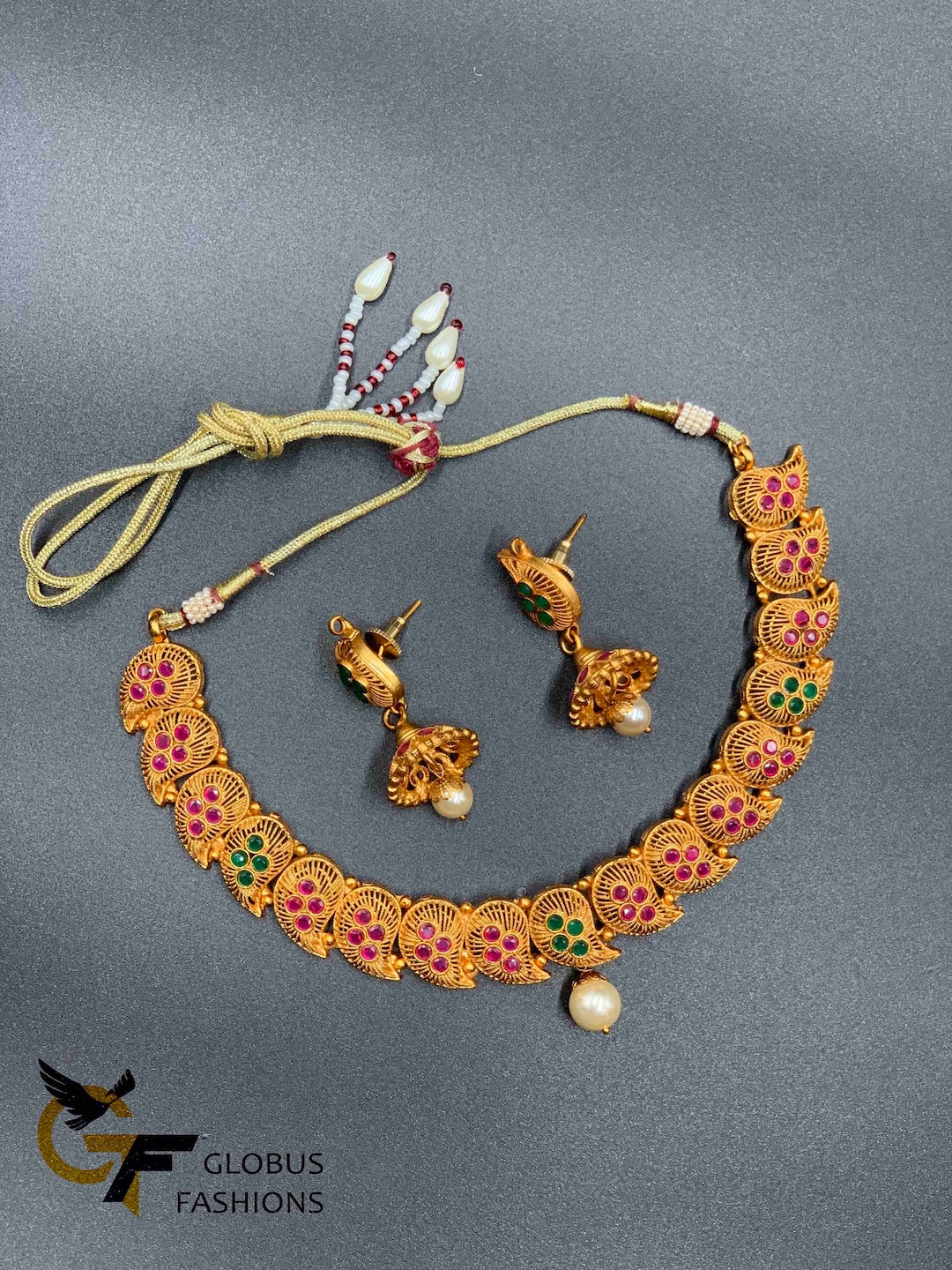 Mango Design Necklace Set/ Party Wear Necklace/ Multicolor Stones ...