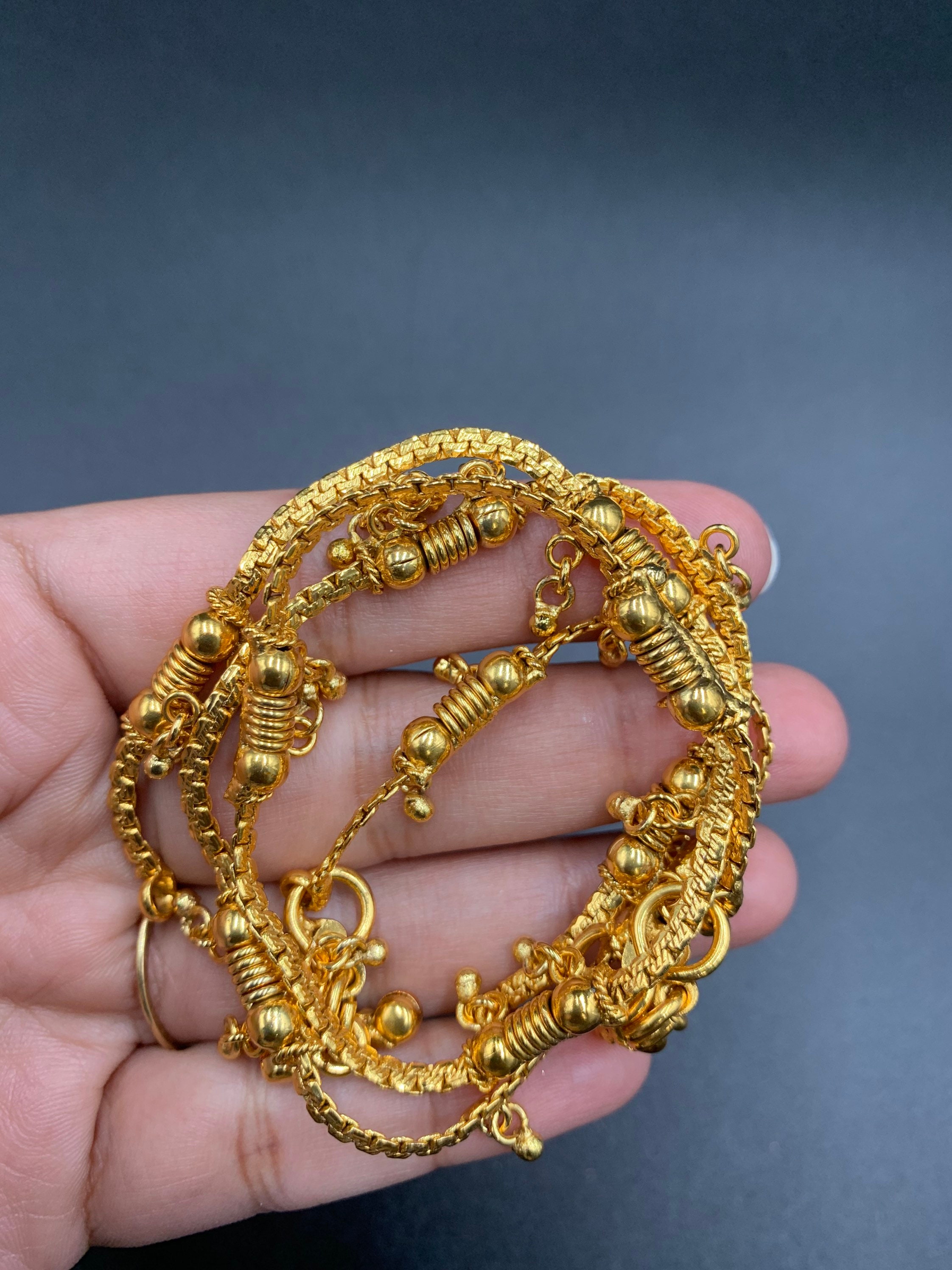 Plain Gold With Simple Design Anklets - Etsy