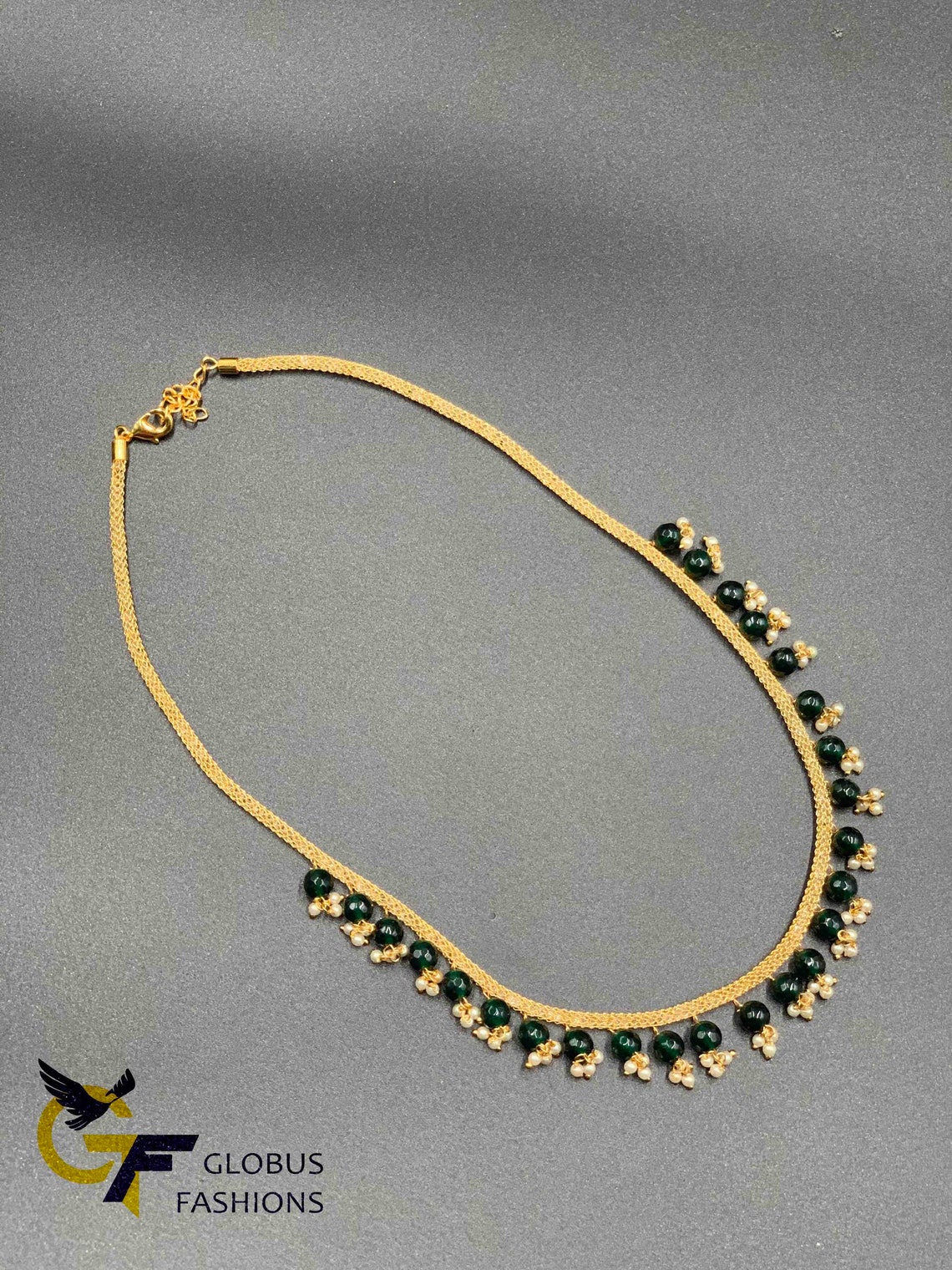 Green Beads Chain/ Party Wear Chain/ Pearls Chain/ Netted Chain/ Mesh ...