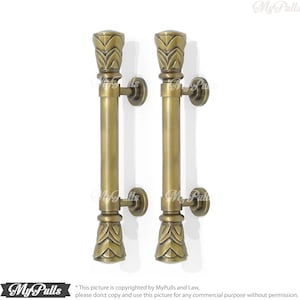 15.94" Inches Pair / 2 Pcs Solid Brass Palm Tree Door Handle Pulls ...