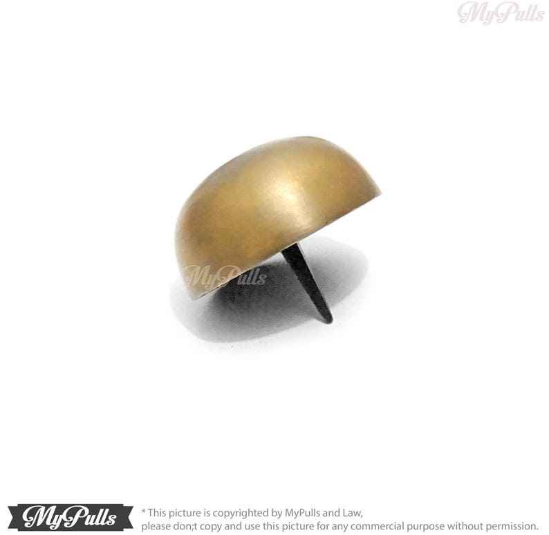 Set SOLID BRASS Vintage BIG Round Brass Nails / Spike / Thumbtacks ...
