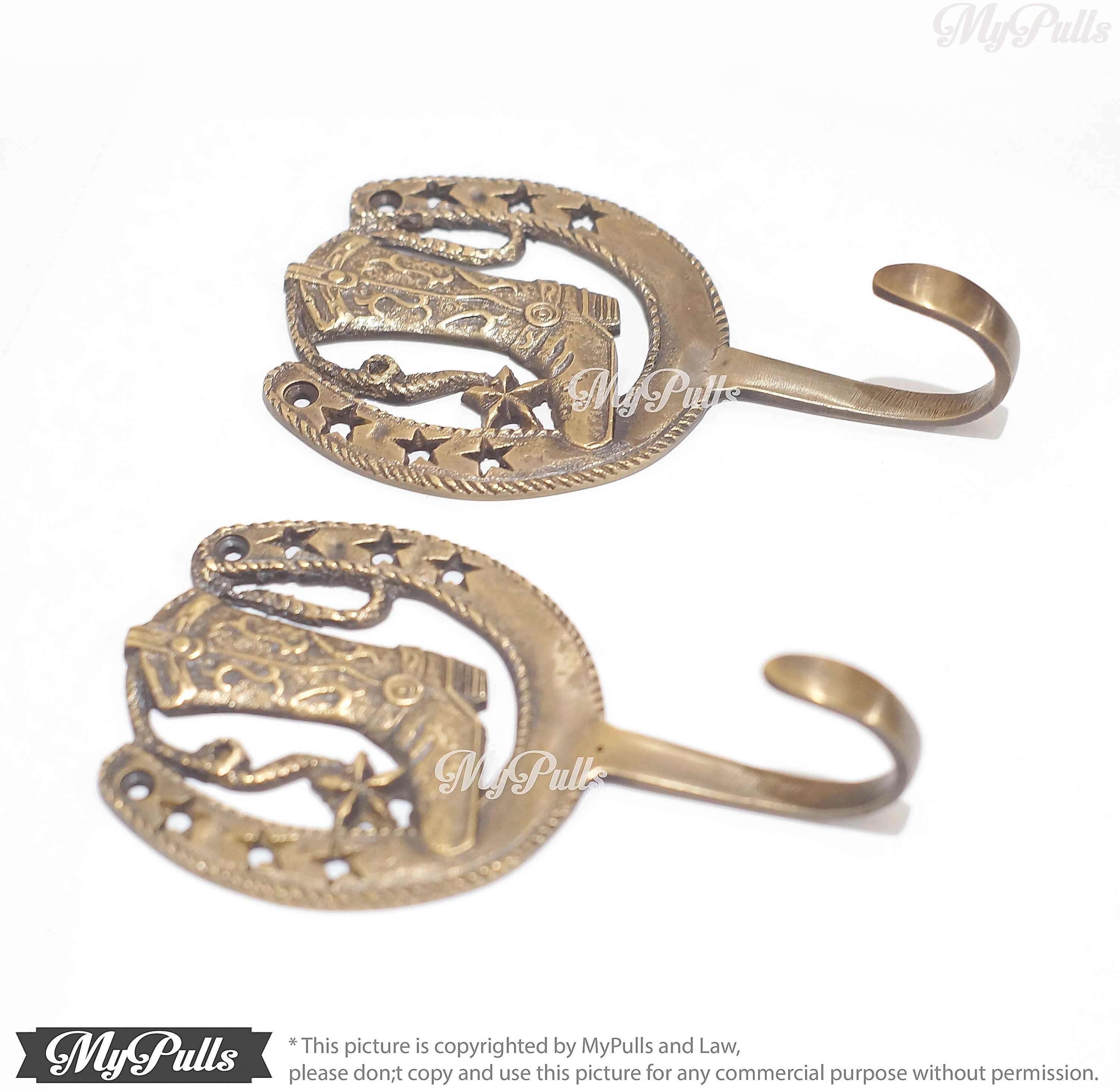 5.11" Inches Solid Brass Cowboy Boot Hook Hanger Wall Hook | Strong ...