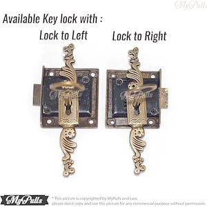 Solid Brass Key Lock Set With Brass Retro Vertical Key Hole Cover Plate ...