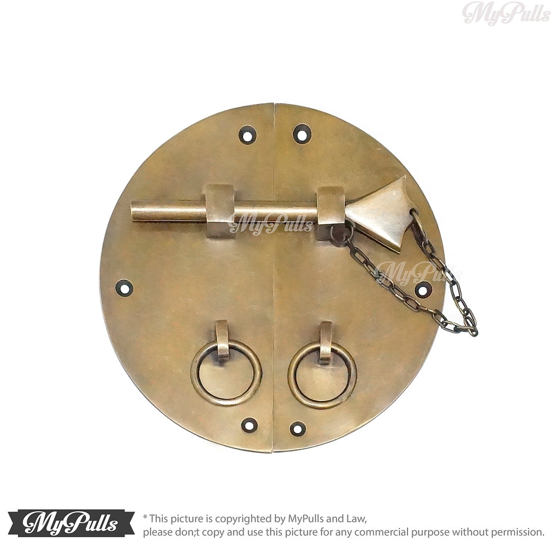 5.90" Solid Brass Retro Round Latch With Ring Pull Western Door Latch ...