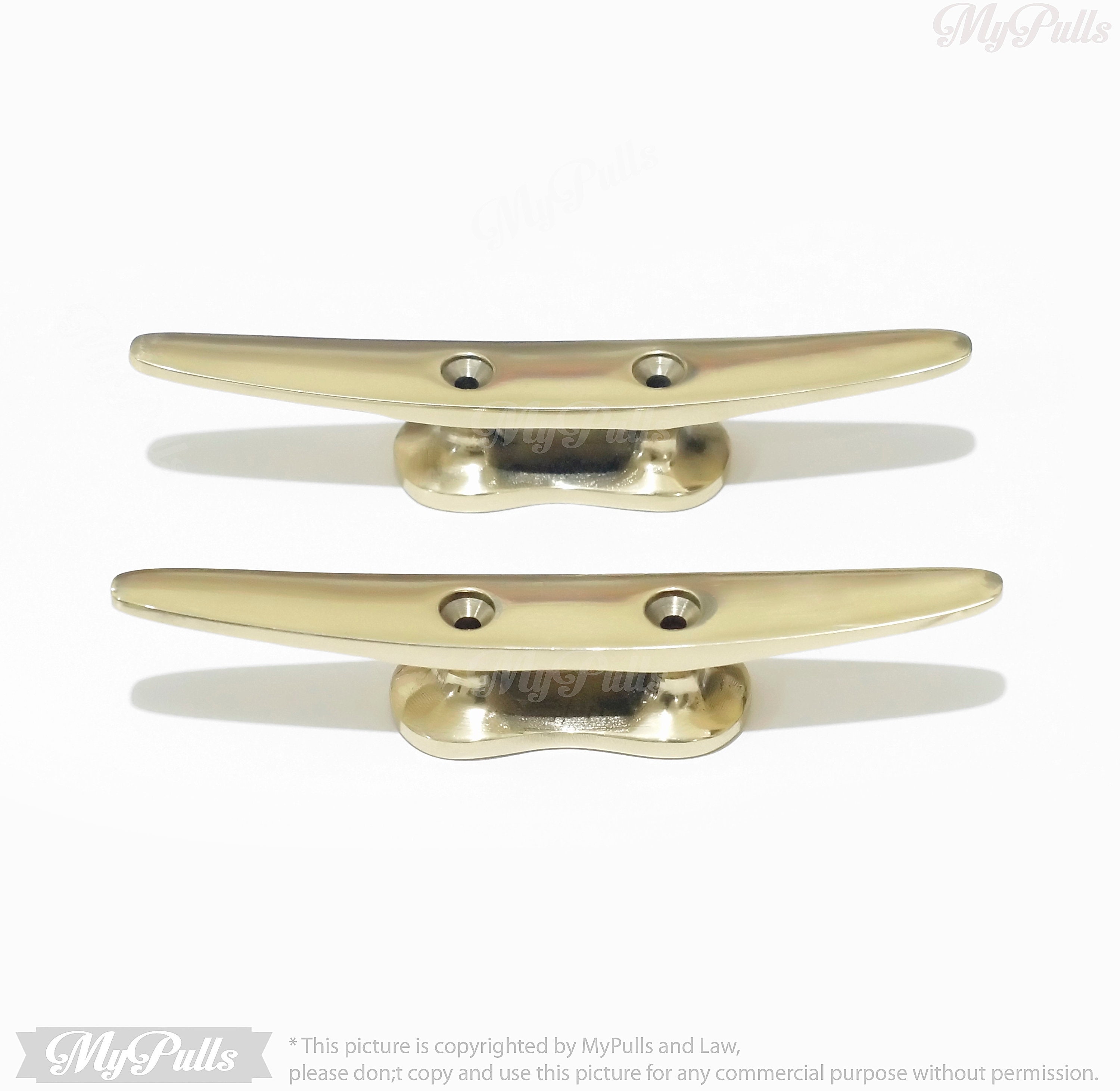 5.51" Lot 2 Pcs Solid Brass Boat Cleat Hooks GOLD Finish | Bright Brass ...