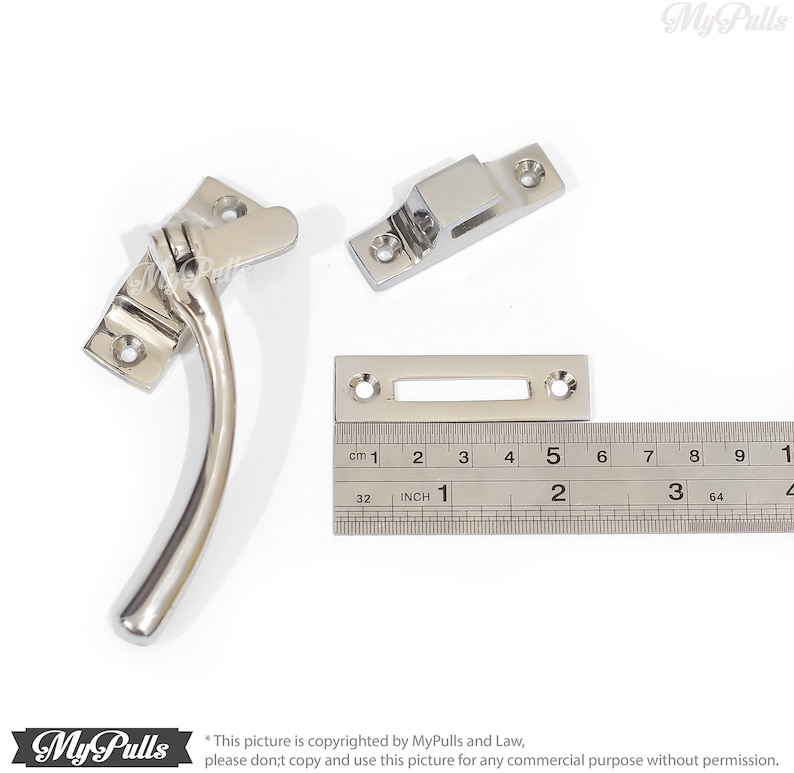 Solid Brass Silver Door Latch Lock | Swing Lock Handle Gate Door Inside ...
