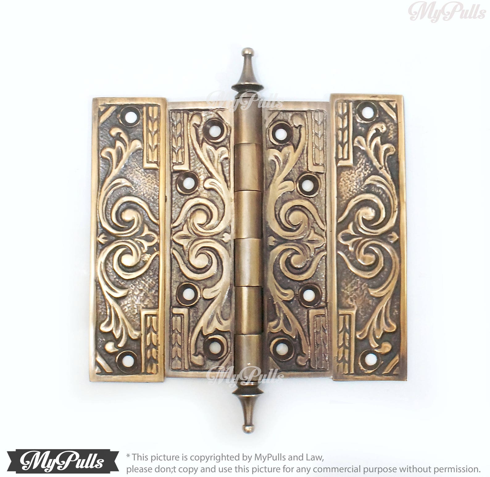 RARE Hinges 6.50" in Pair SOLID BRASS Victorian Large Carving Door ...