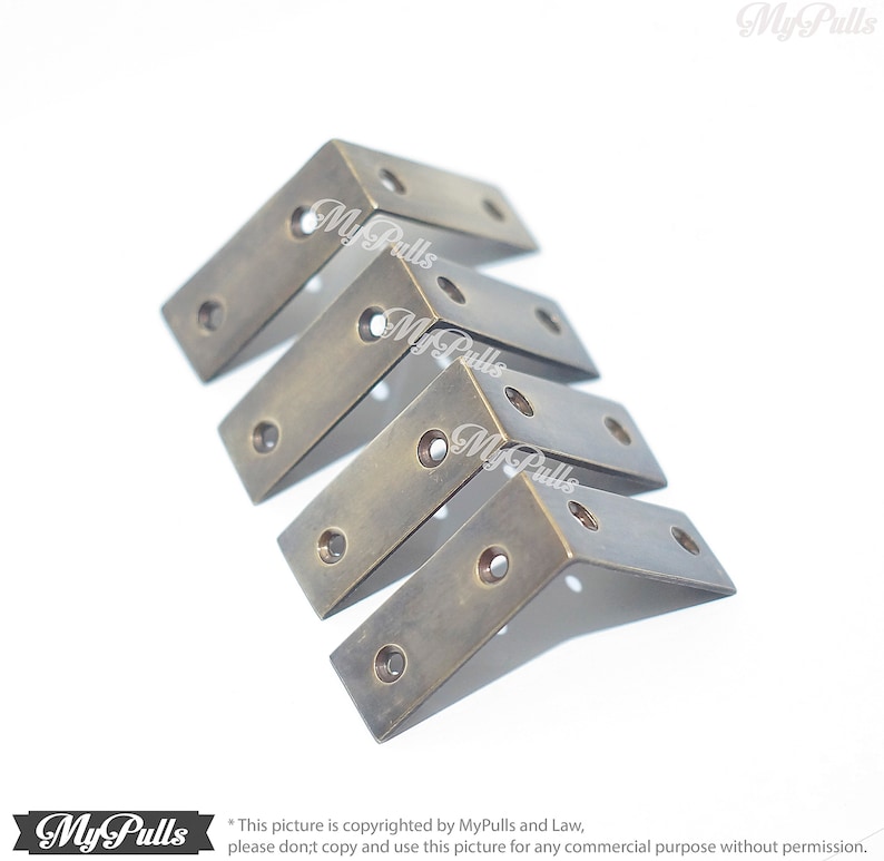 1.96" Lot 4 Pcs Brass Corner Trunk Protector | Retro Solid Brass Trunk ...