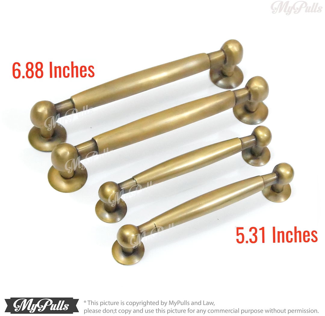 2 Pcs Solid Brass Ball Tip Handle Pulls | Vintage Closet Cabinet Drawer ...