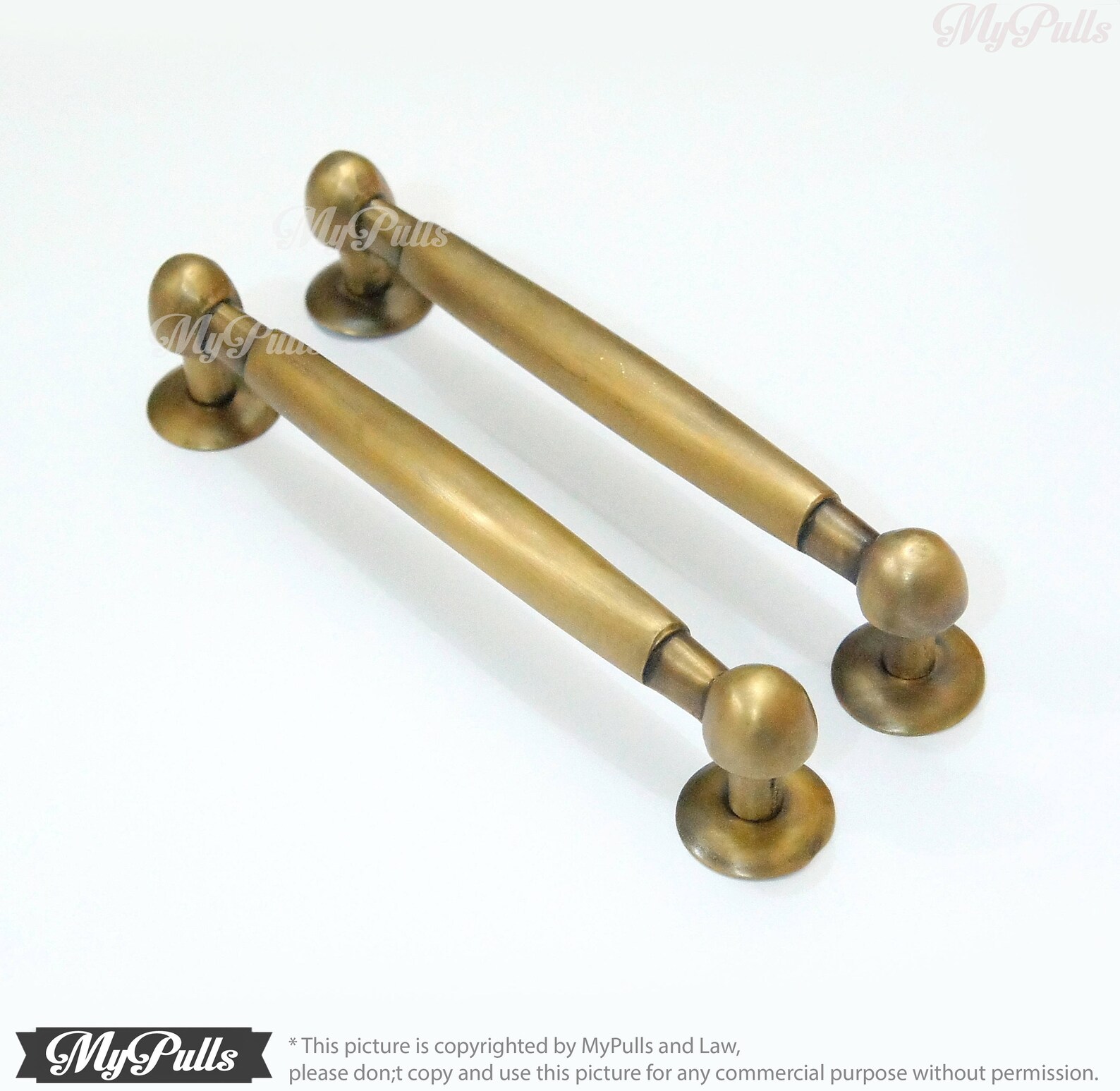 2 Pcs Solid Brass Ball Tip Handle Pulls | Vintage Closet Cabinet Drawer ...
