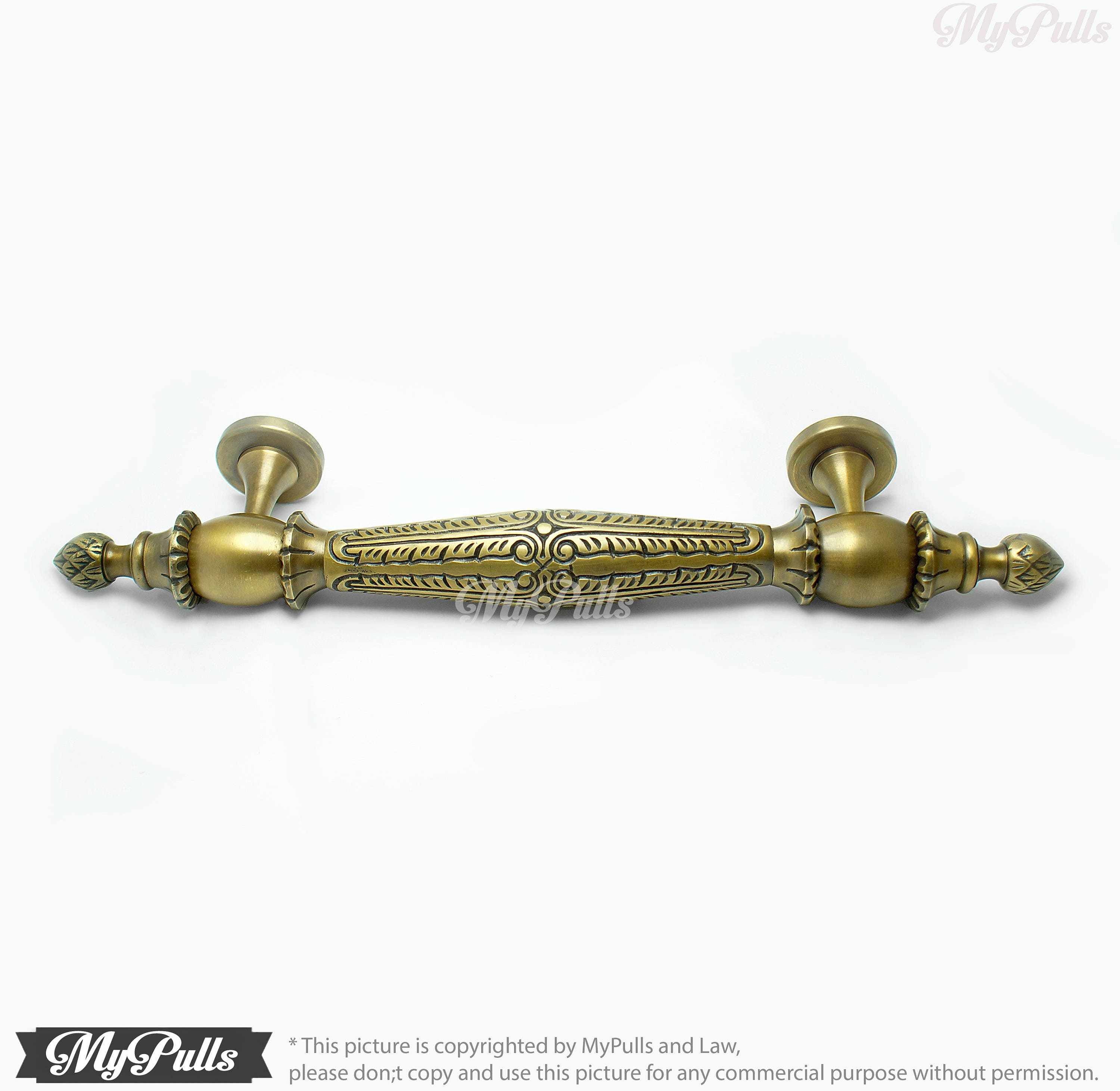 17.91" in Pair Solid Brass Retro Door Handle | Lotus Front Entry Door ...