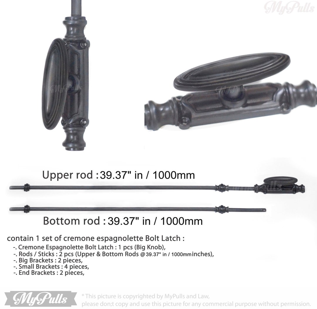 Solid Brass French Cremone Espagnolette Bolt Latch Black Matte Doff ...