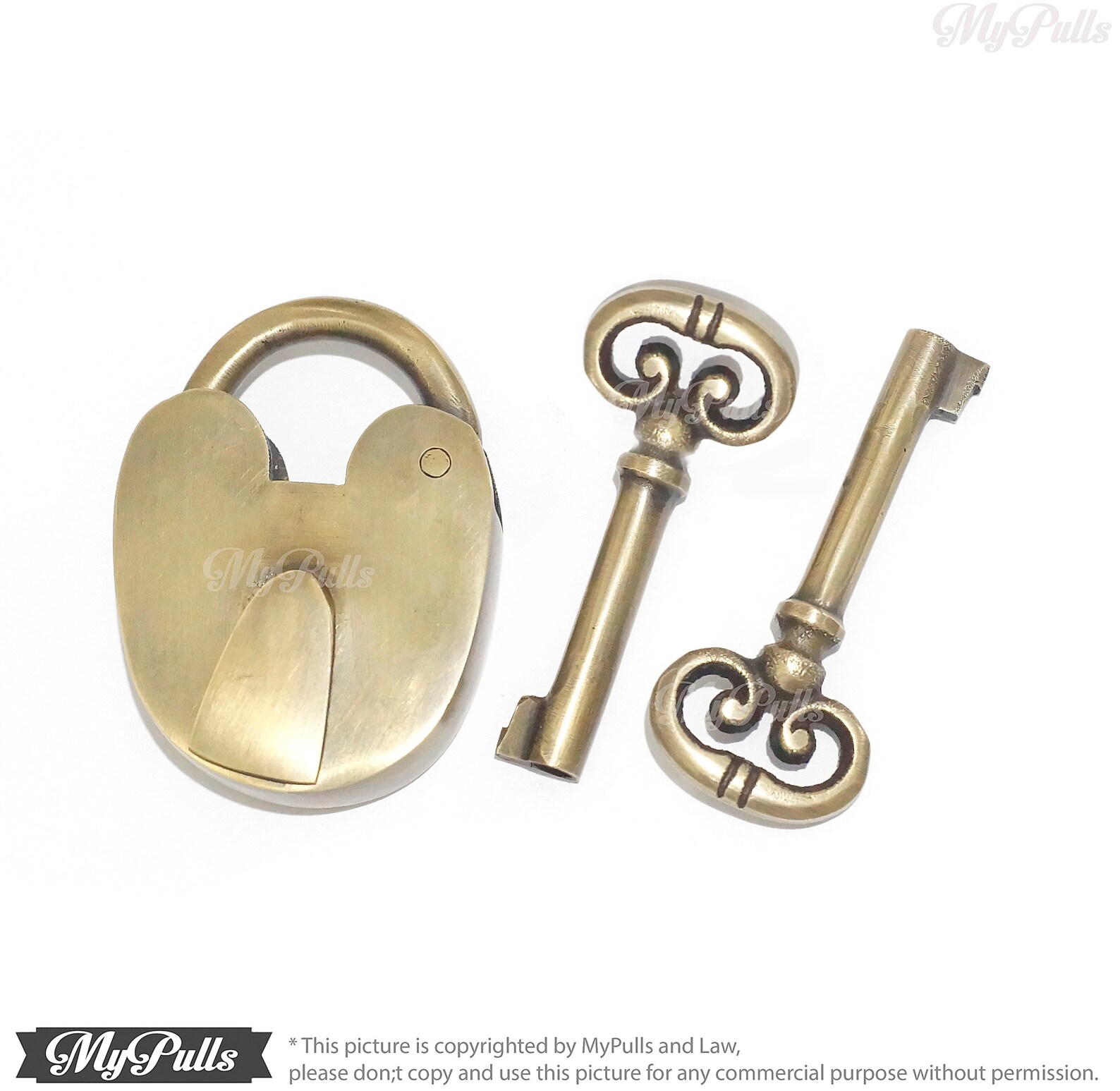 FREE SHIPPING - Solid Brass Round Hook Padlock With Skeleton Keys - Un ...