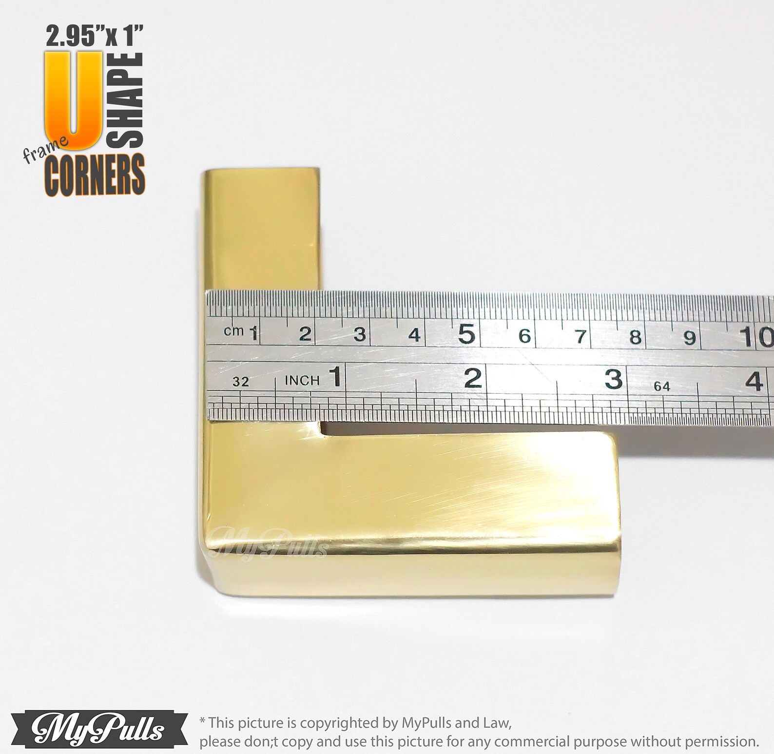 1.00 in Depth of 4 Pcs Brass U Shape Corner GOLD | Etsy