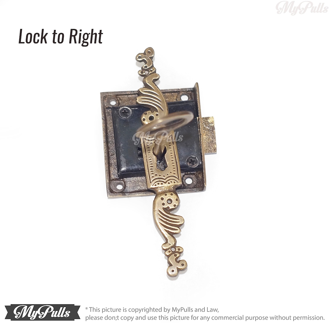 Solid Brass Key Lock Set With Brass Retro Vertical Key Hole Cover Plate ...