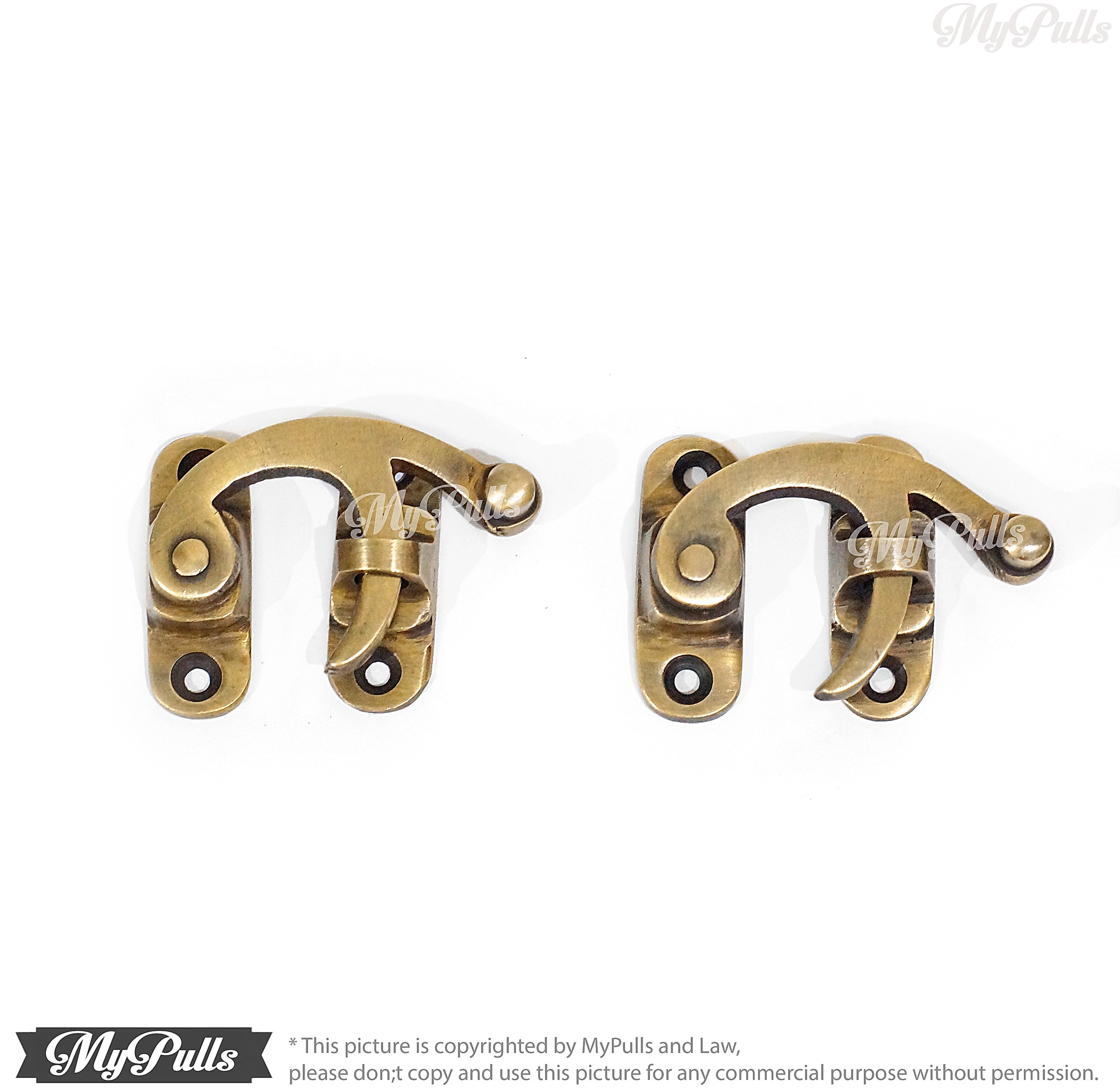 1.61" Solid Brass Box Latch, Trunk Latch, Jewelry Locking BOX Hook ...