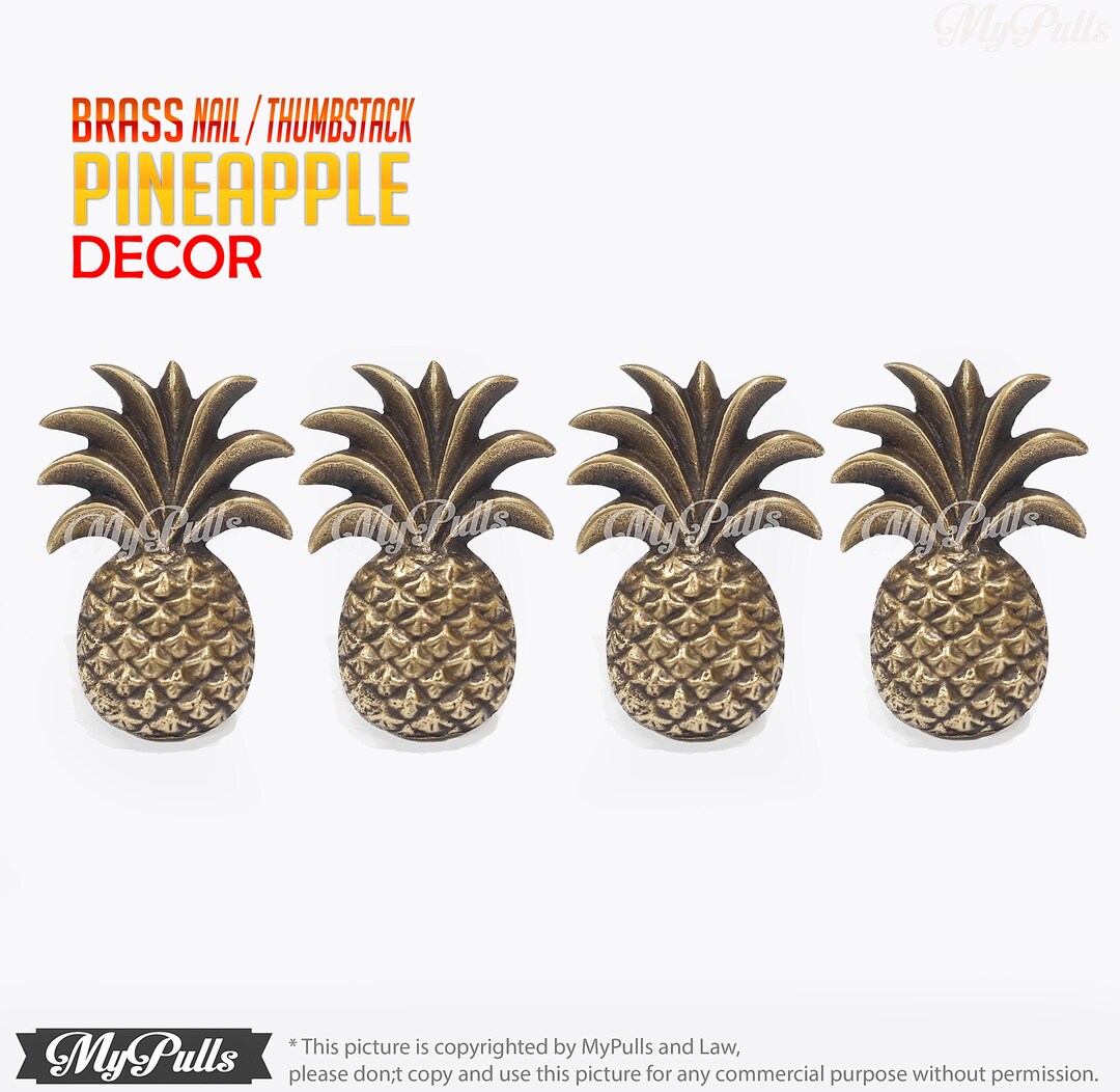 2.48" Solid Brass PINEAPPLE Thumbtack Nail Decor | Decorative Thumbtacks Brass Nails Pineapples ...