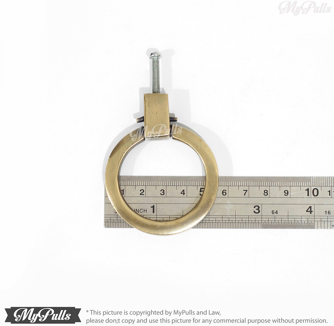 Lot of 2 Pcs Solid Brass Round Ring Pull Knobs Western Retro - Etsy