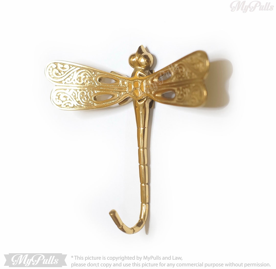 5.43" Inches Solid Brass Dragonfly Wall Hook Gold Color Strong Wall Mount Coat Hat Hook - Etsy