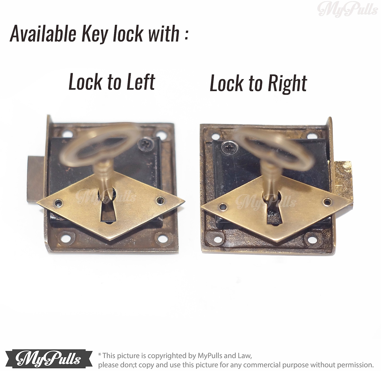 Working Solid Brass Key Lock Set and Skeleton Key With Brass Retro ...