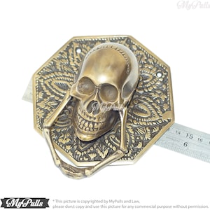 5.62" Brass Skull Head Bone Door Knocker | Retro Brass Door Knocker ...