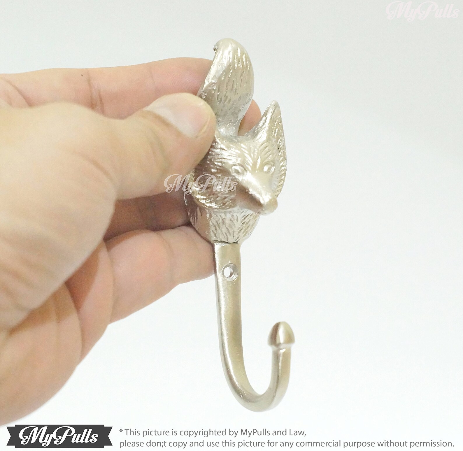 4.52 Pair Solid Brass Fox Wall Hook Woodland Strong Wall - Etsy