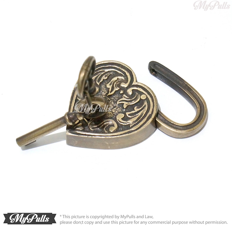 Solid Brass Engraved Love Lock, Heart Lock, Custom Lock, Antique Heart ...