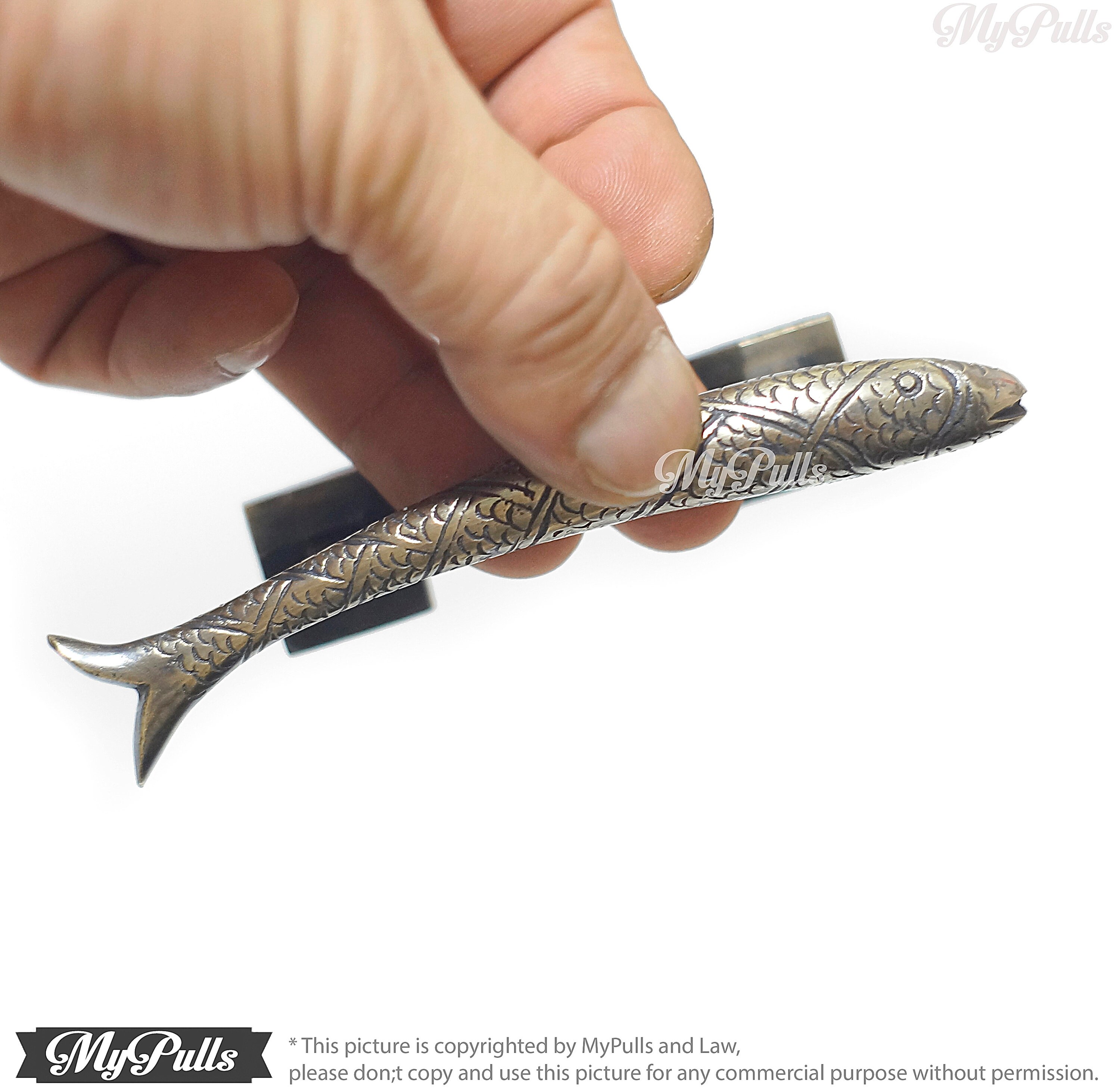 Set Pair of 11 in Solid Brass Retro Fish Knob Pull | Etsy