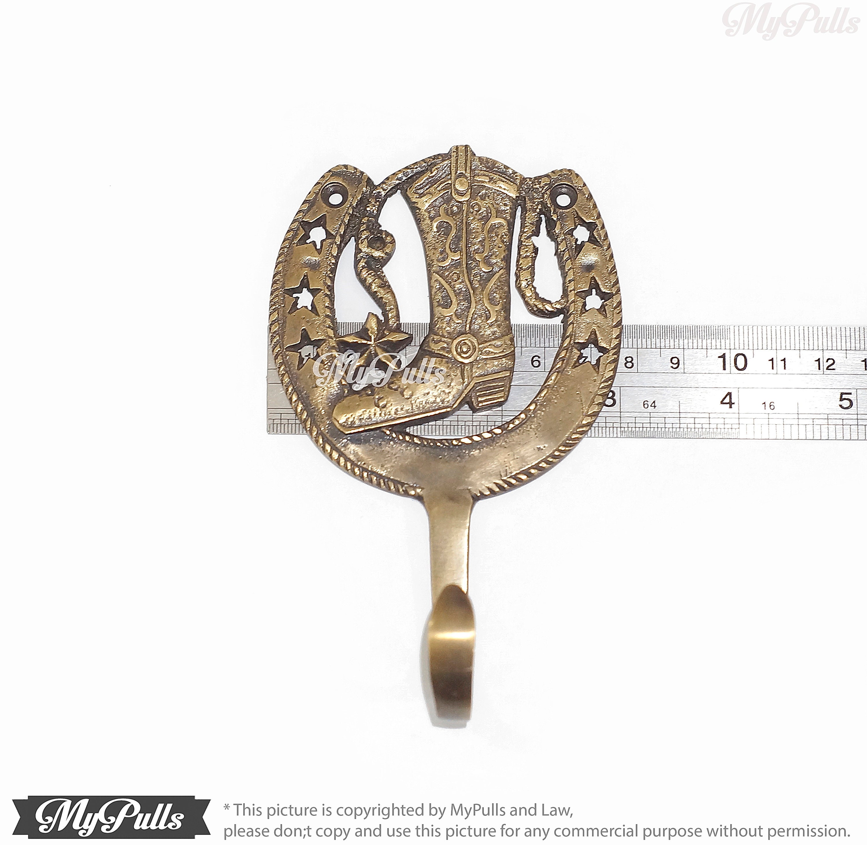 5.11" Inches Solid Brass Cowboy Boot Hook Hanger Wall Hook | Strong ...