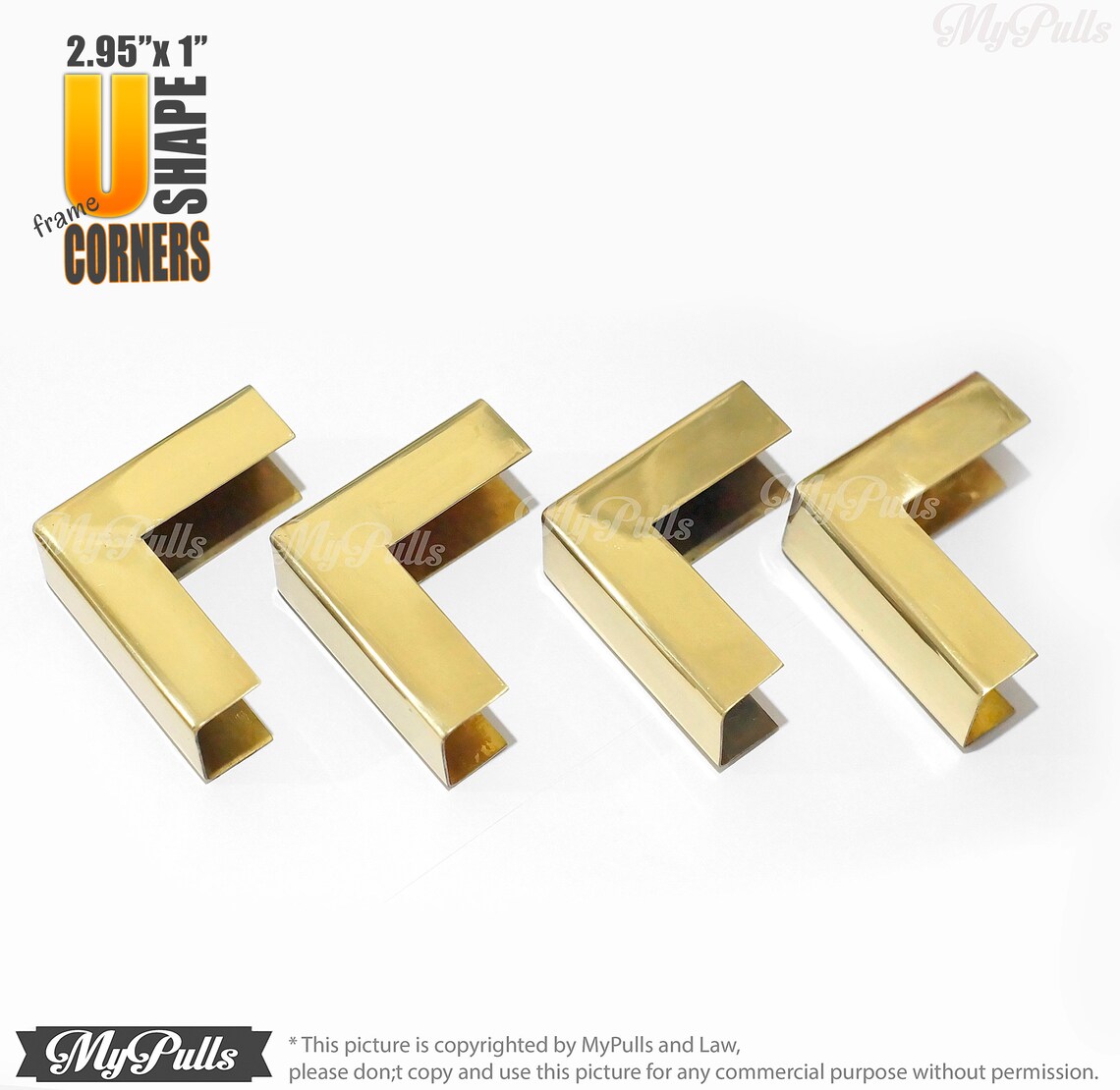 1.00 in Depth of 4 Pcs Brass U Shape Corner GOLD | Etsy