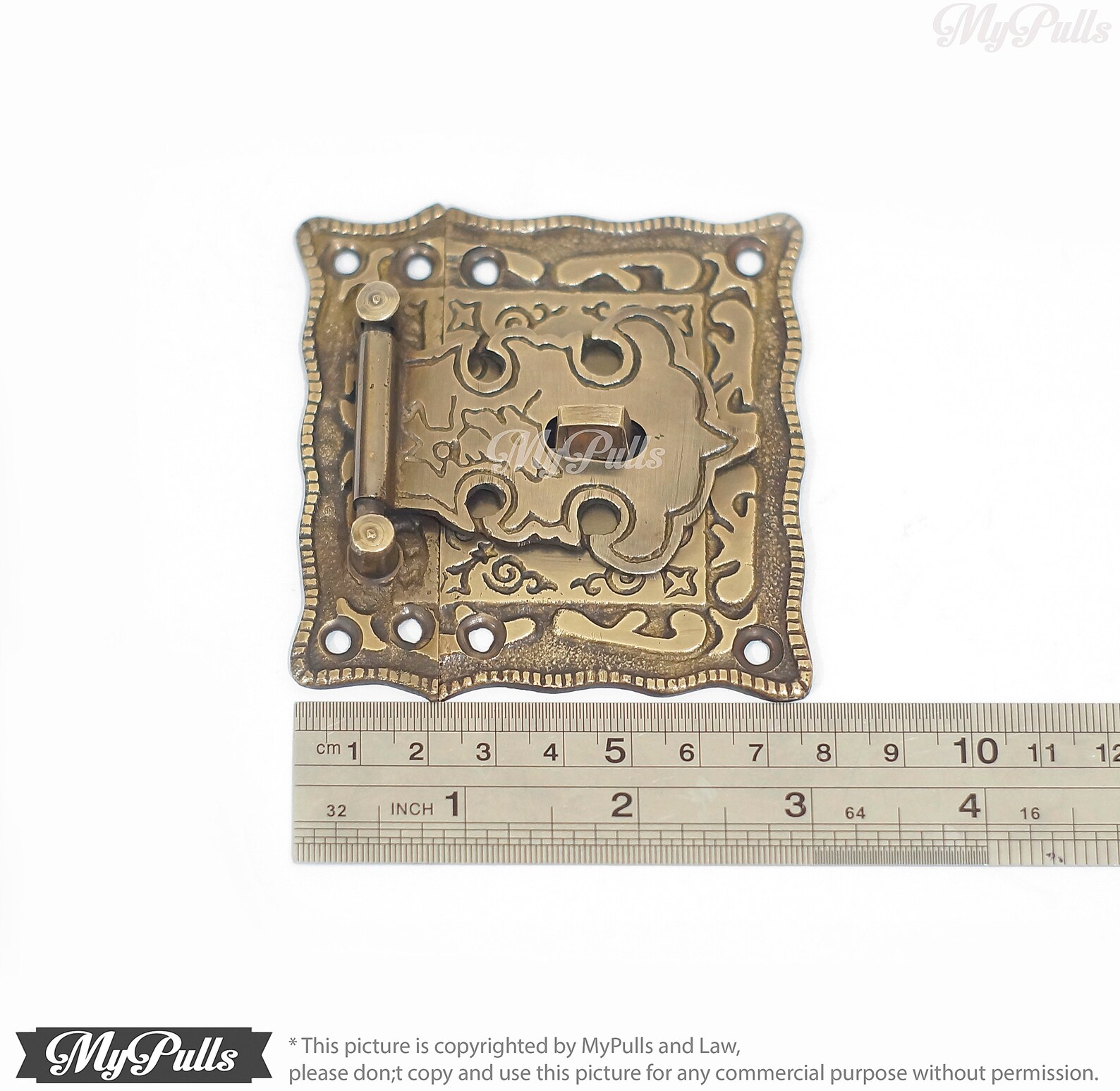 Solid Brass Old Padlock and Engraved Latch | Classic Cabinet, Box Brass ...