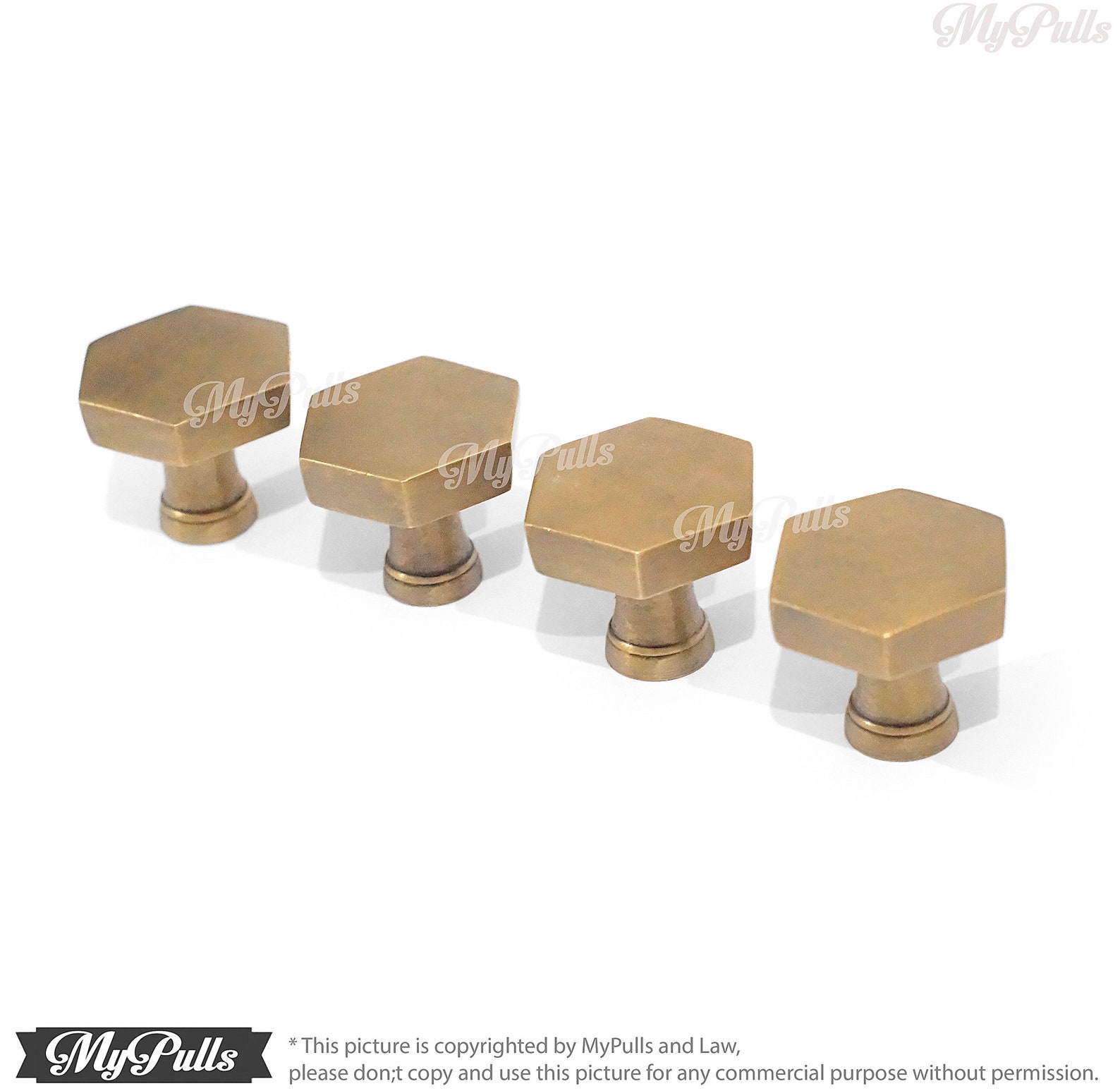 Set 4 Pcs Solid Brass Hexagon Pull Knobs Hexagon Shaped - Etsy
