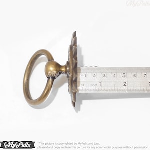 3.00" Solid Brass Sun Flower Ring Pull Knobs | Retro Solid Round Ring ...