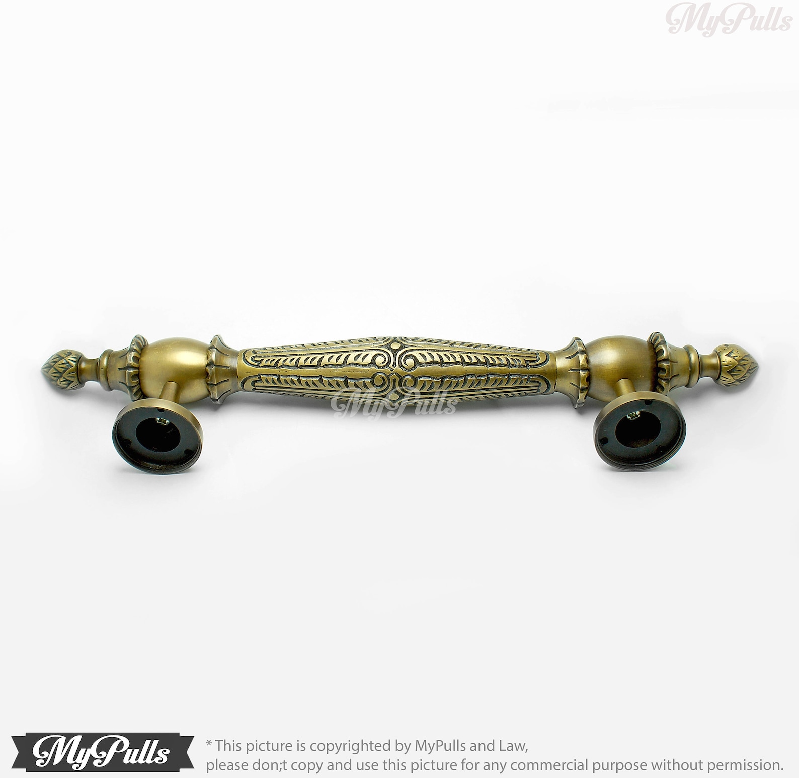 17.91" in Pair Solid Brass Retro Door Handle | Lotus Front Entry Door ...