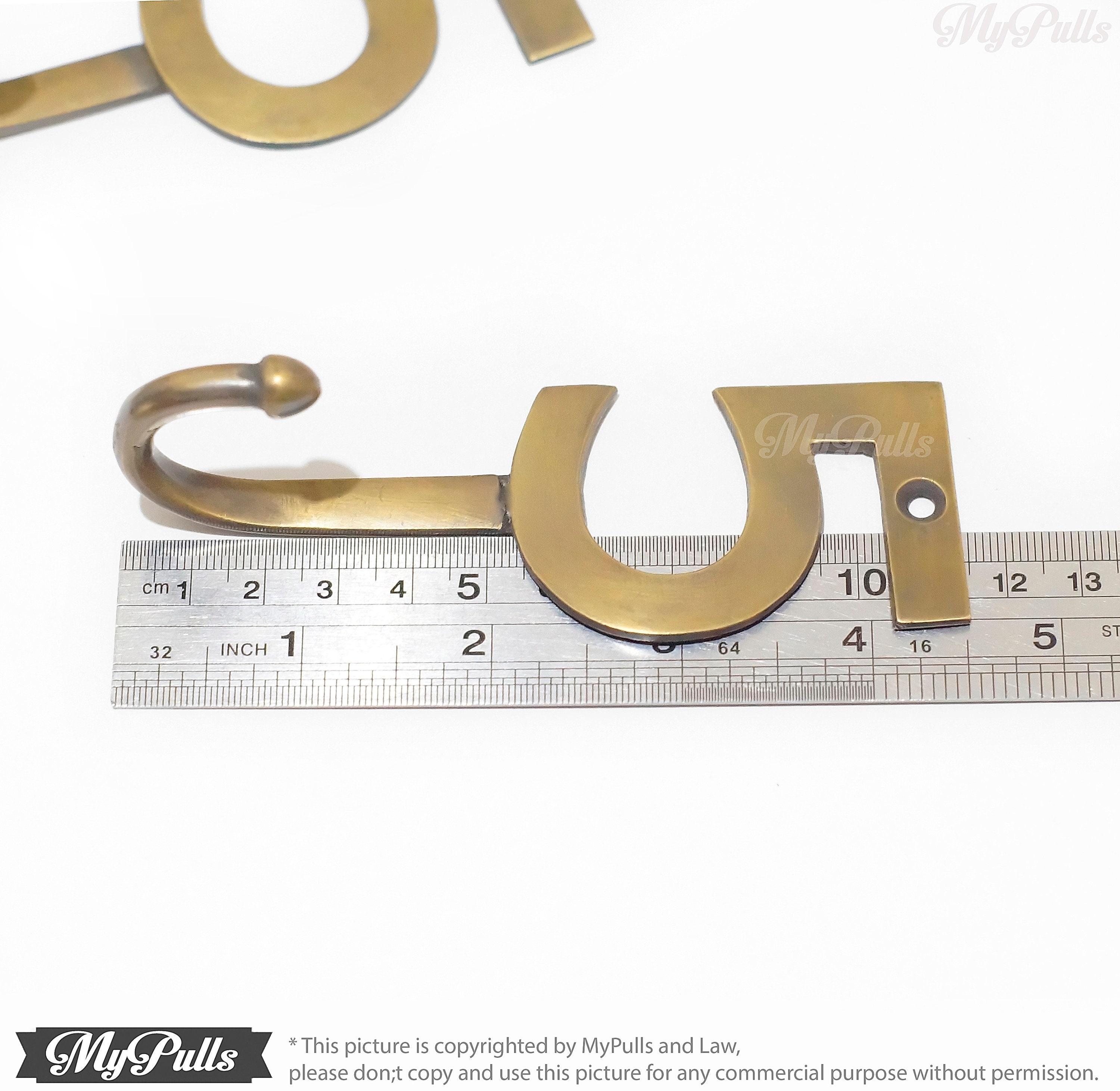 Solid Brass Lucky Number 5 Five Wall Hook, Strong Brass Coat Hook, Hat ...