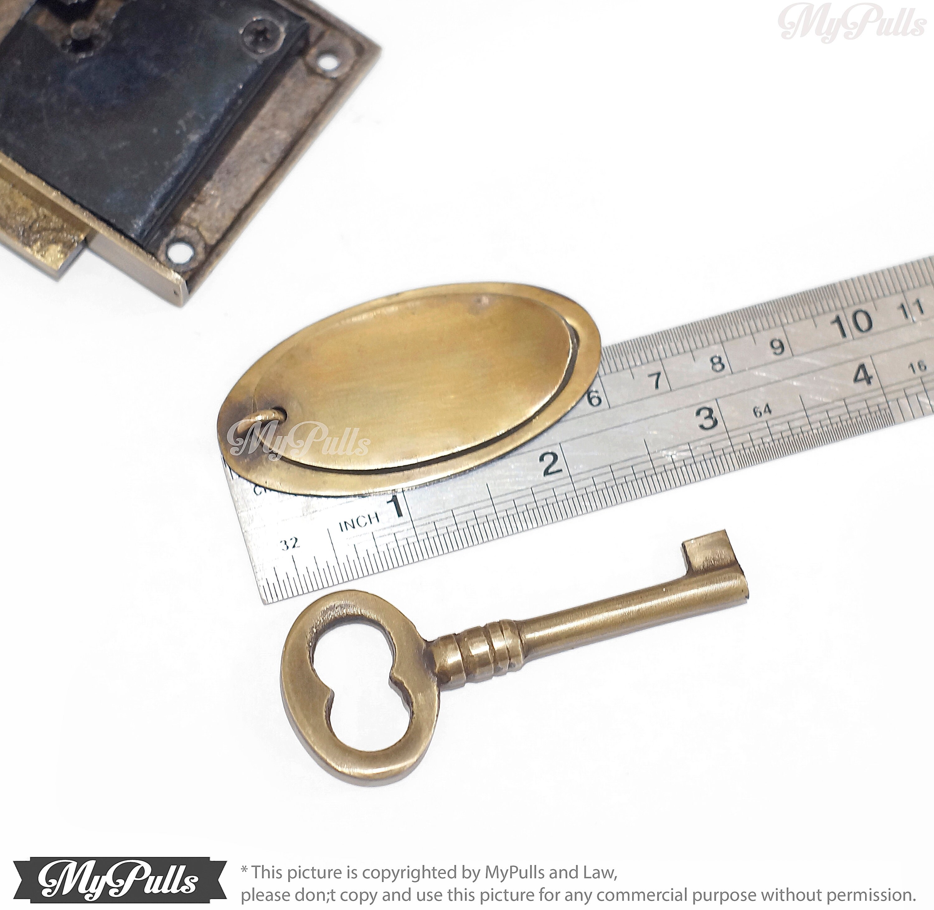 Solid Brass Key Lock Set With Brass Retro Oval With Cap Key | Etsy