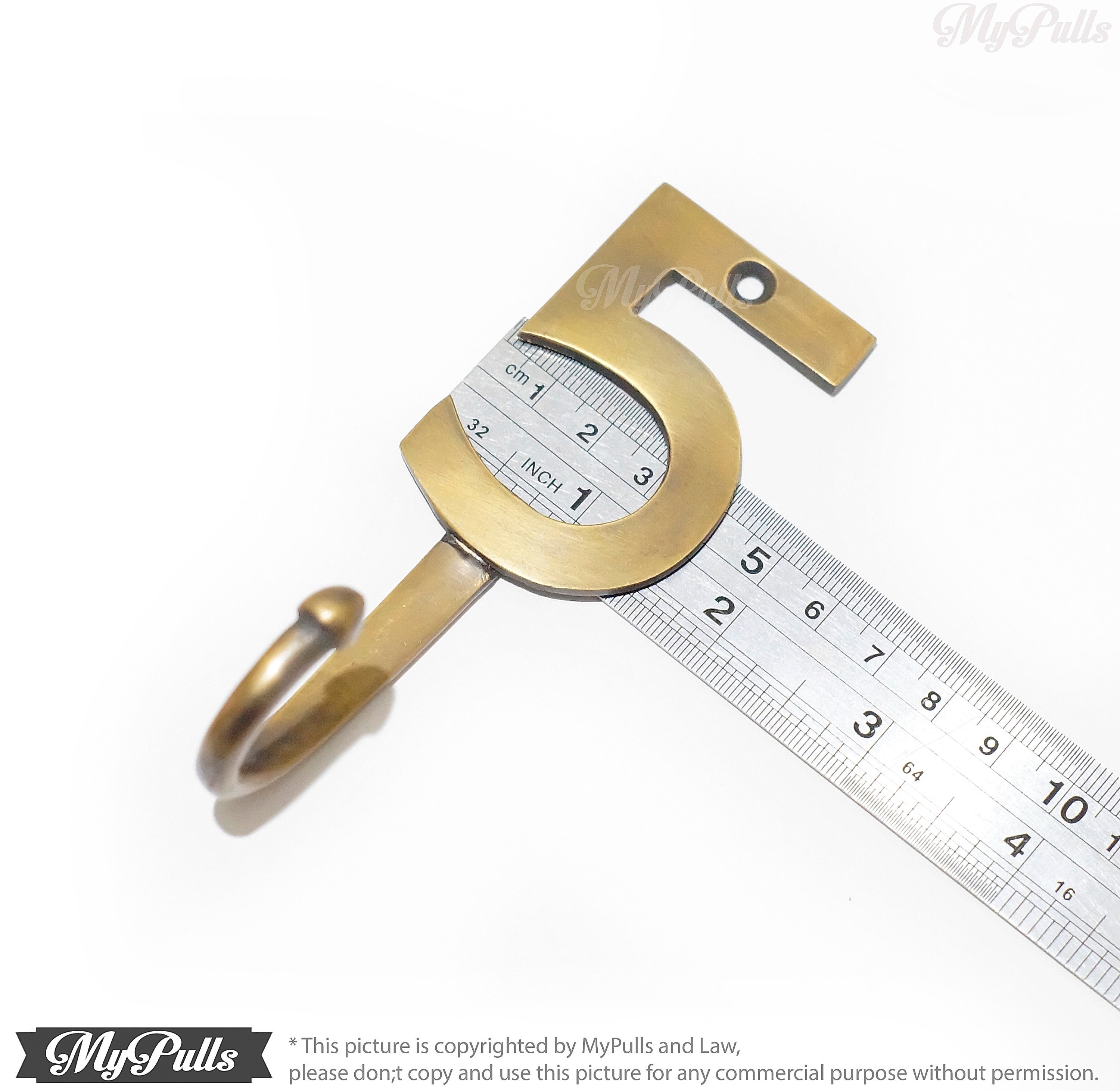 Solid Brass Lucky Number 5 Five Wall Hook, Strong Brass Coat Hook, Hat ...