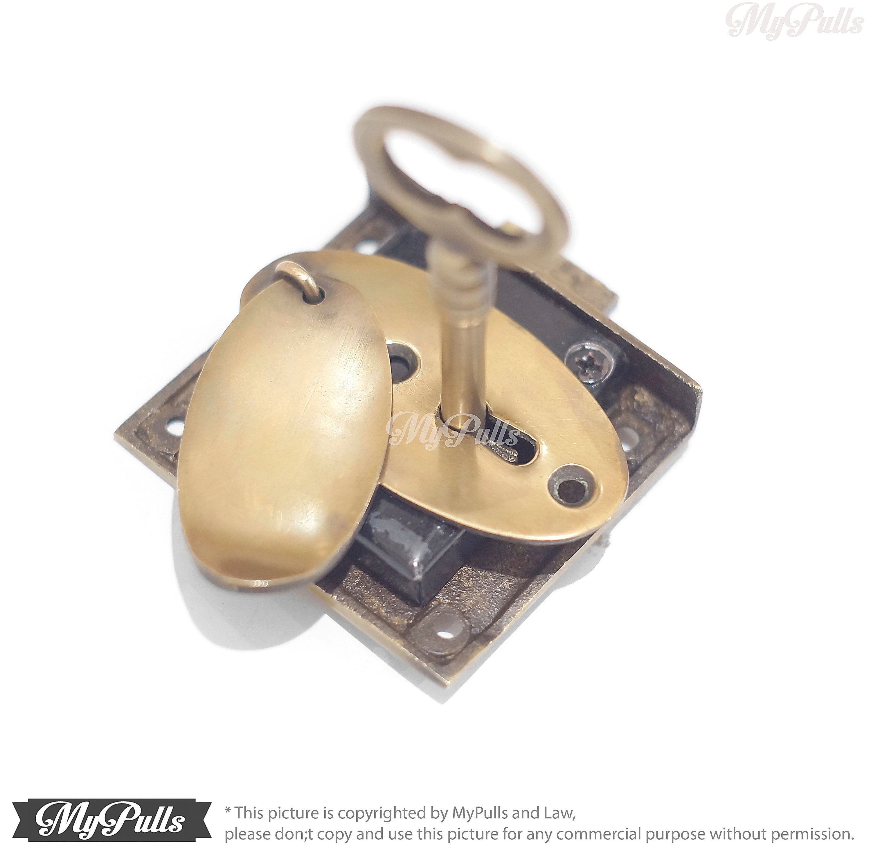 Solid Brass Key Lock Set With Brass Retro Oval With Cap Key Hole Cover ...