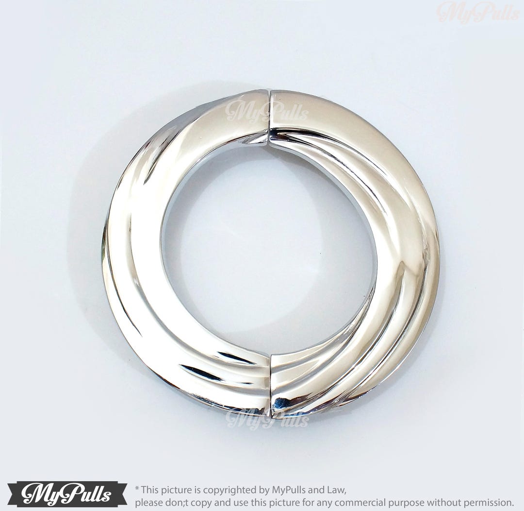 4.72" Inches Silver / Chrome Finishing Solid Brass Retro Swirl Round ...