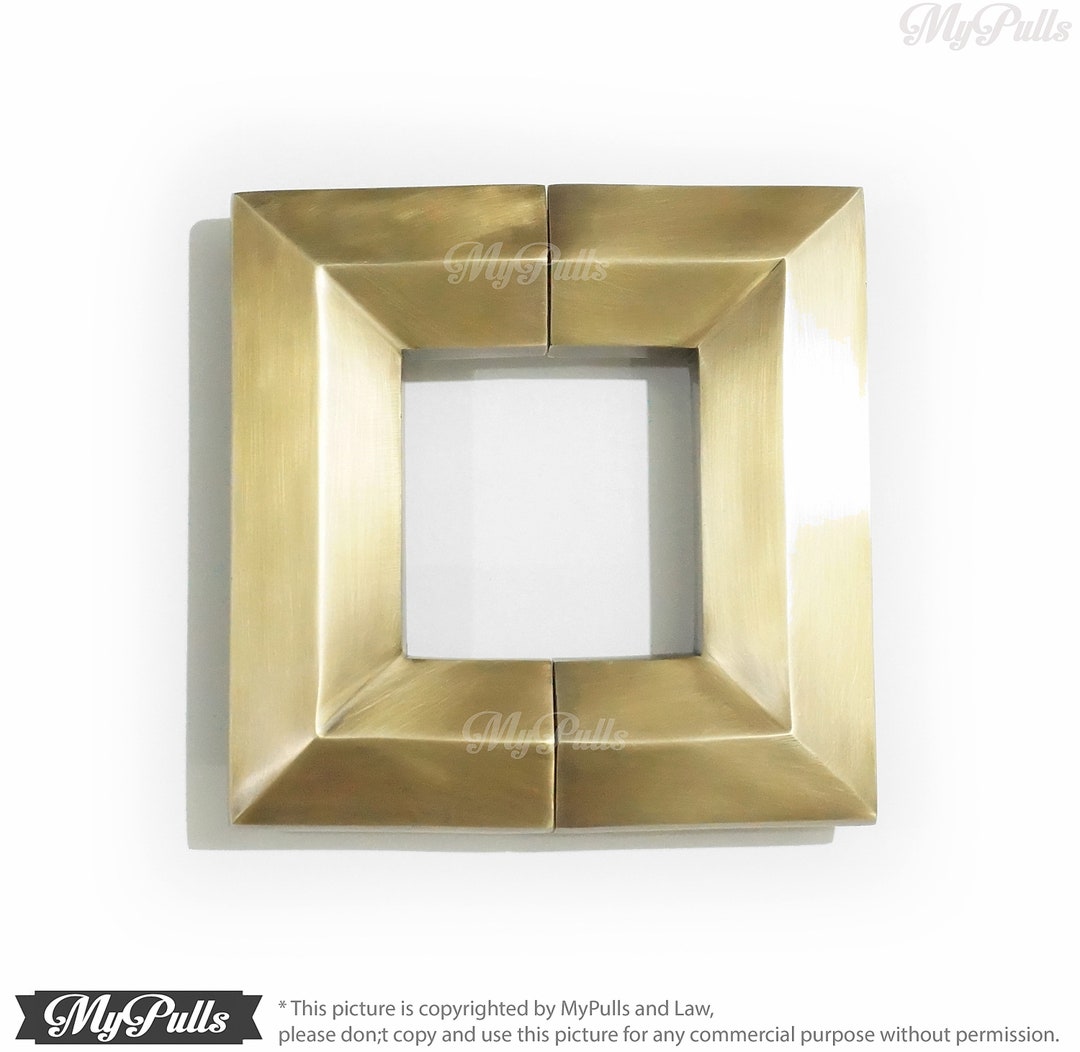 Solid Brass Square Obi Pull - Elegant Brass Door Handle for Cabinets ...