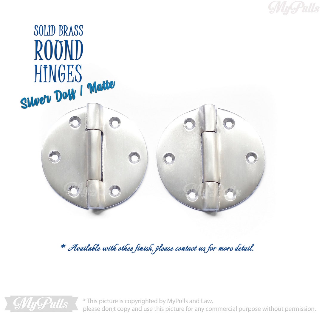 2" Diameter of Solid Brass ROUND Door Hinge / Silver Doff Cabinet ...
