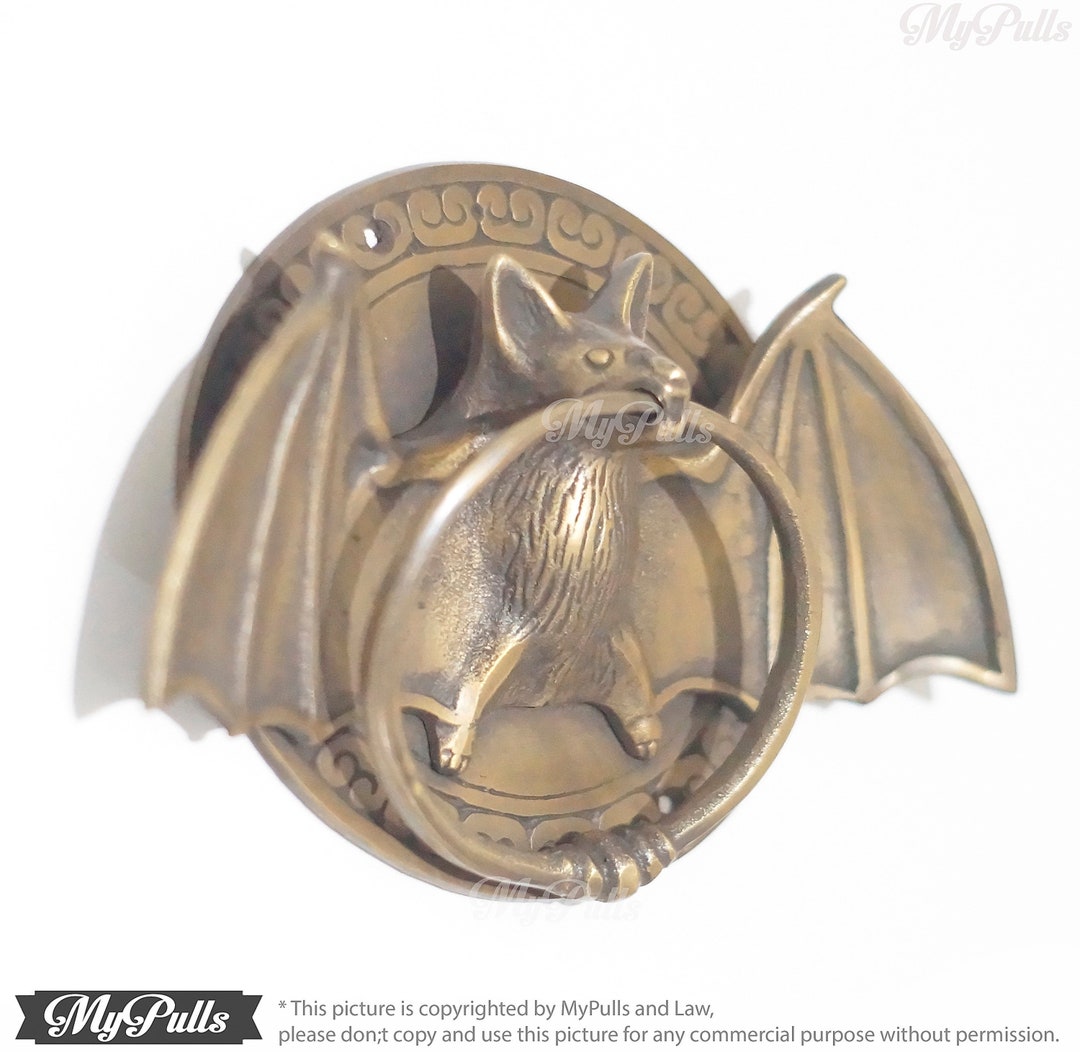 FREE SHIPPING - 6.70" in Solid Brass Retro Bats Door Knocker Front Door ...